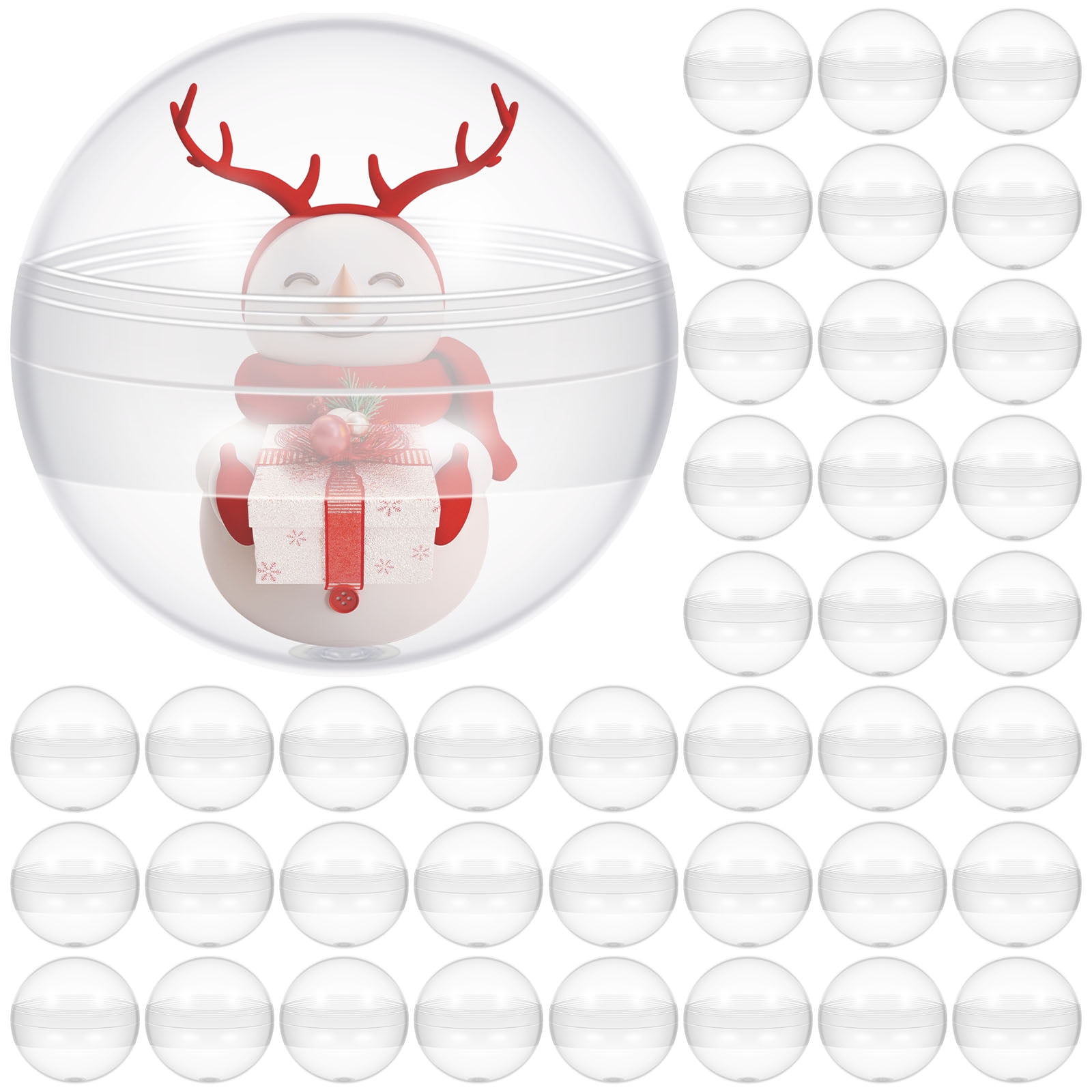 Raindrops Plastic Fillable Balls 50Set Transparent Round for Storage ...