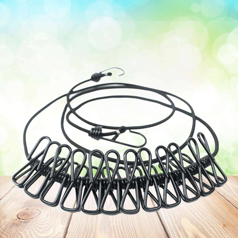 Raindrops Portable Clothesline Elastic Clothes Drying Rope with Clips ...
