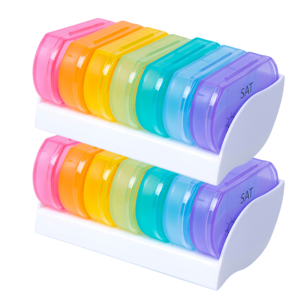 Raindrops Portable Pill Organizer Tray with 7 Colorful Weekly Boxes for ...
