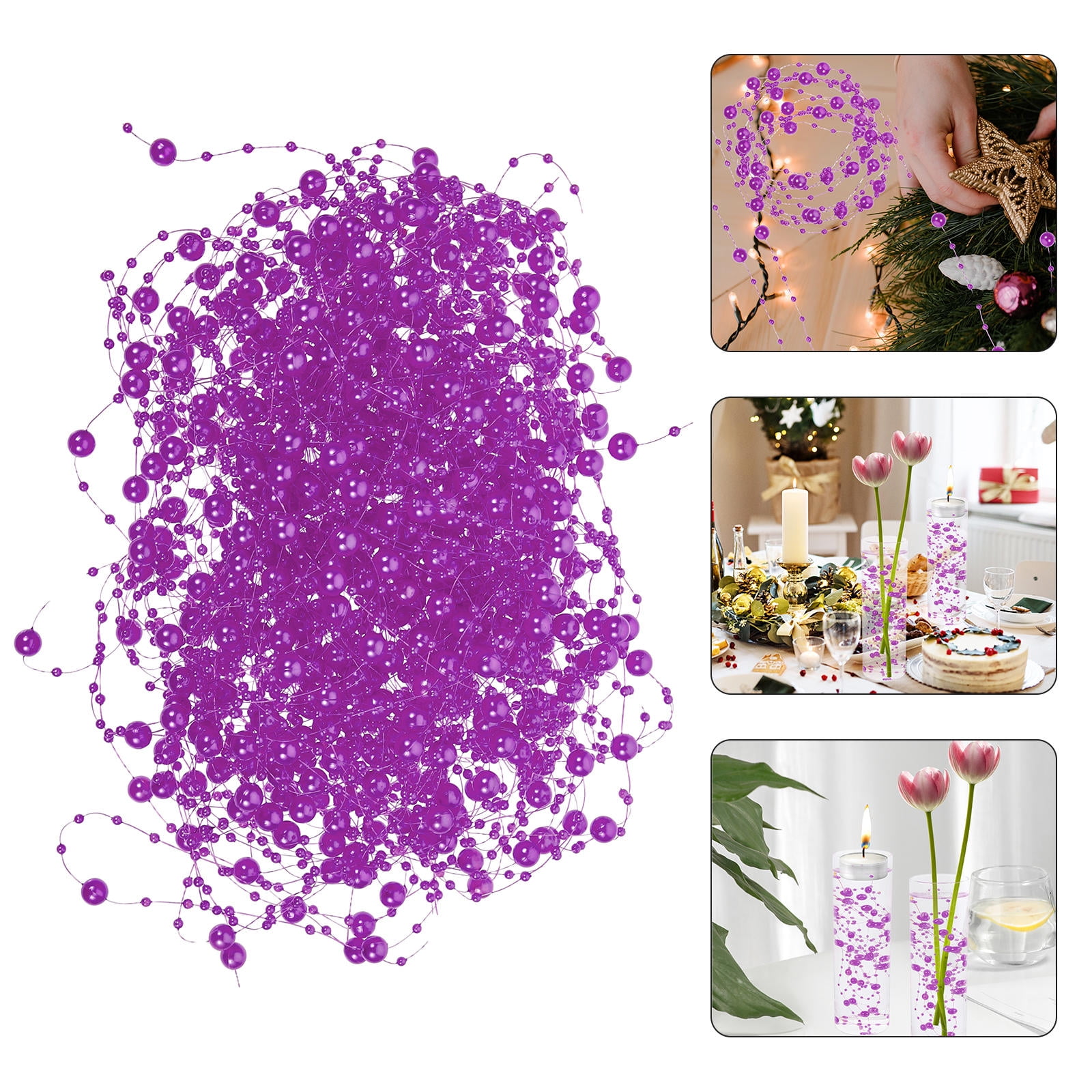 Raindrops Purple Plastic Wedding Beads Chain String for Decor with 30 ...