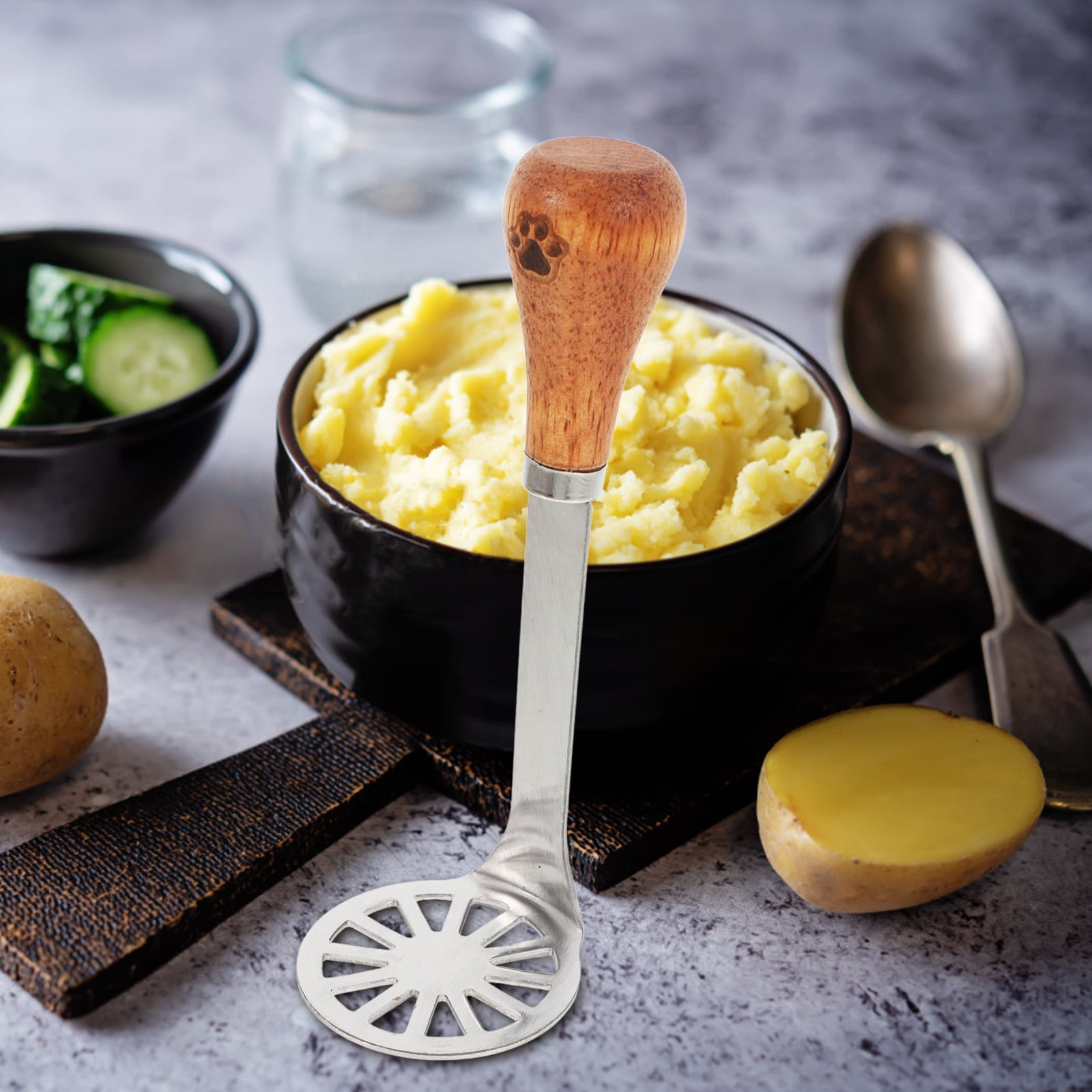 Raindrops Raindrops Metal Potato Masher with Wood Handle Food Masher ...