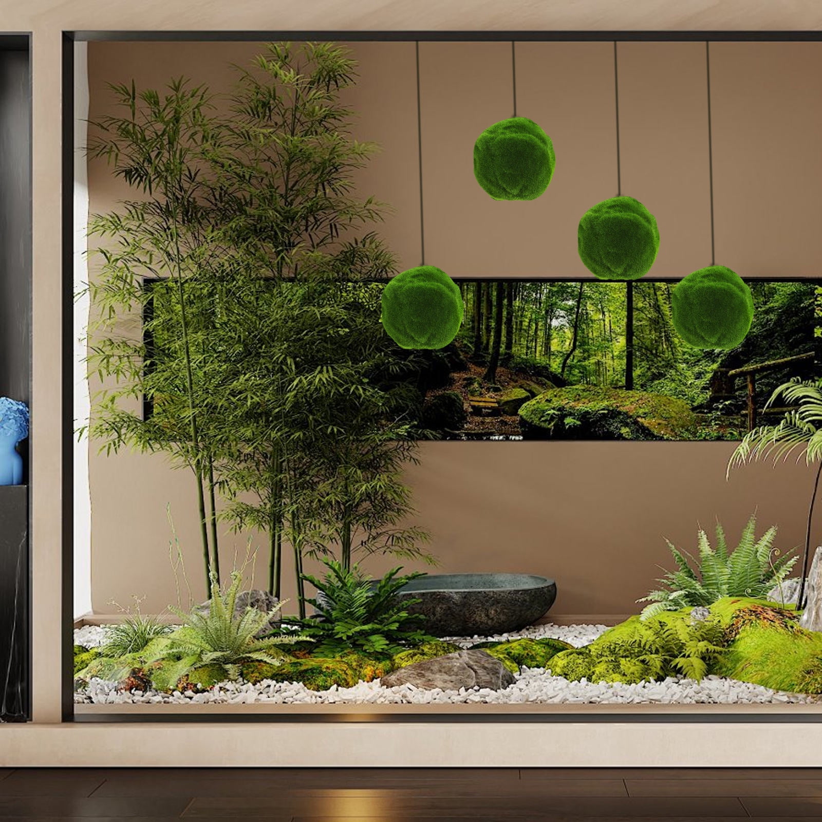 Raindrops Realistic Artificial Moss Ball Decorative Fake Moss Ball for ...