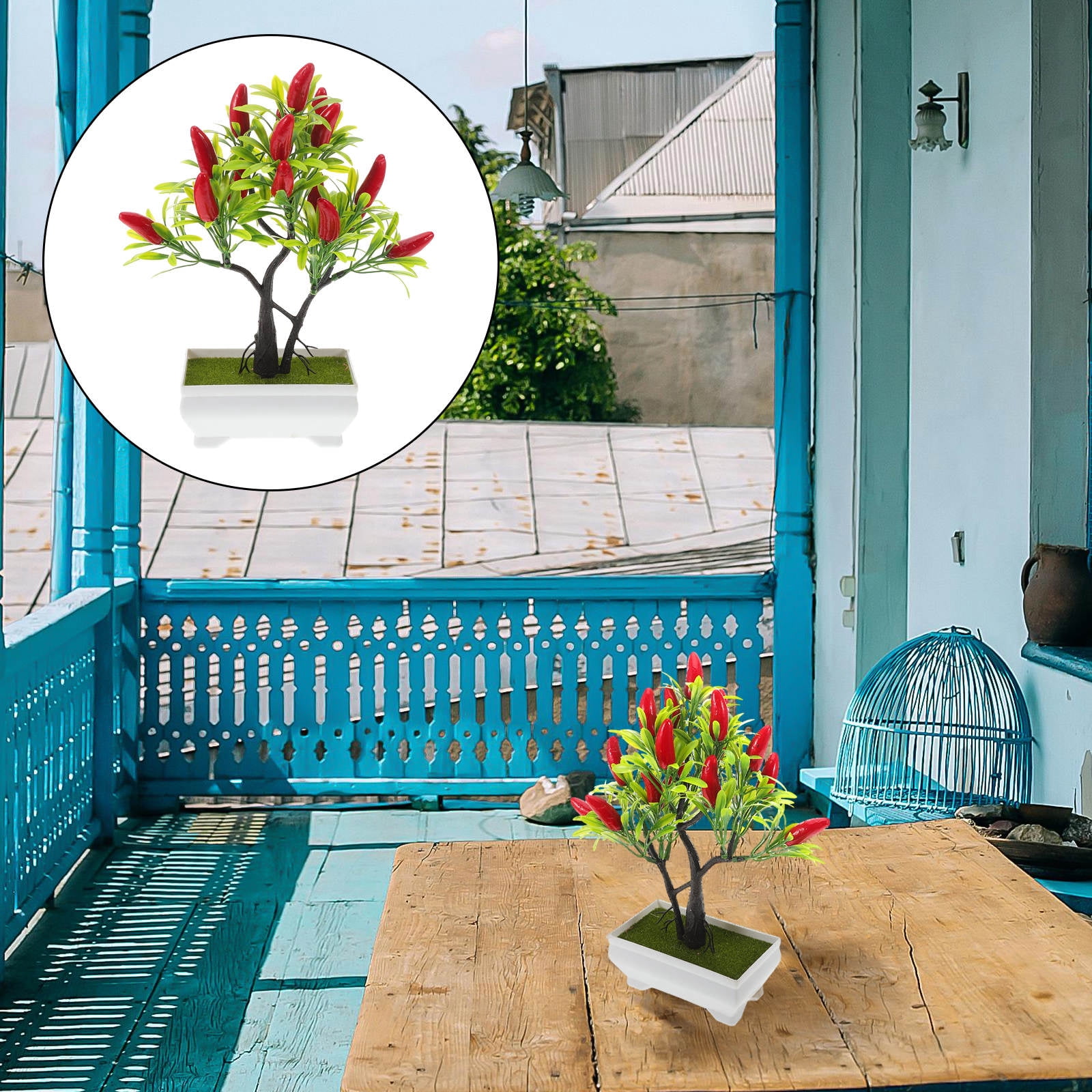 Raindrops Multi Color Artificial Pepper Tree Bonsai Decor Realistic ...