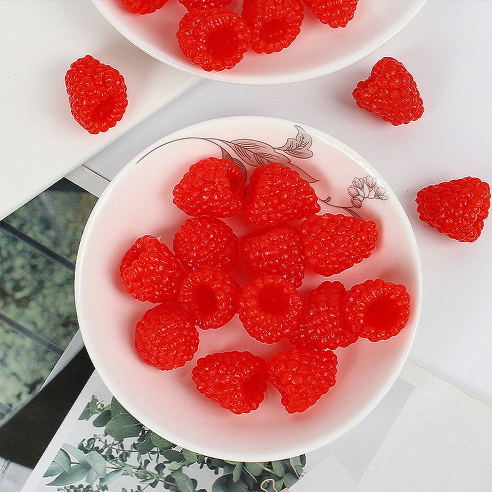 Raindrops Realistic Raspberry Model for Decor PVC Red Artificial Fruit ...