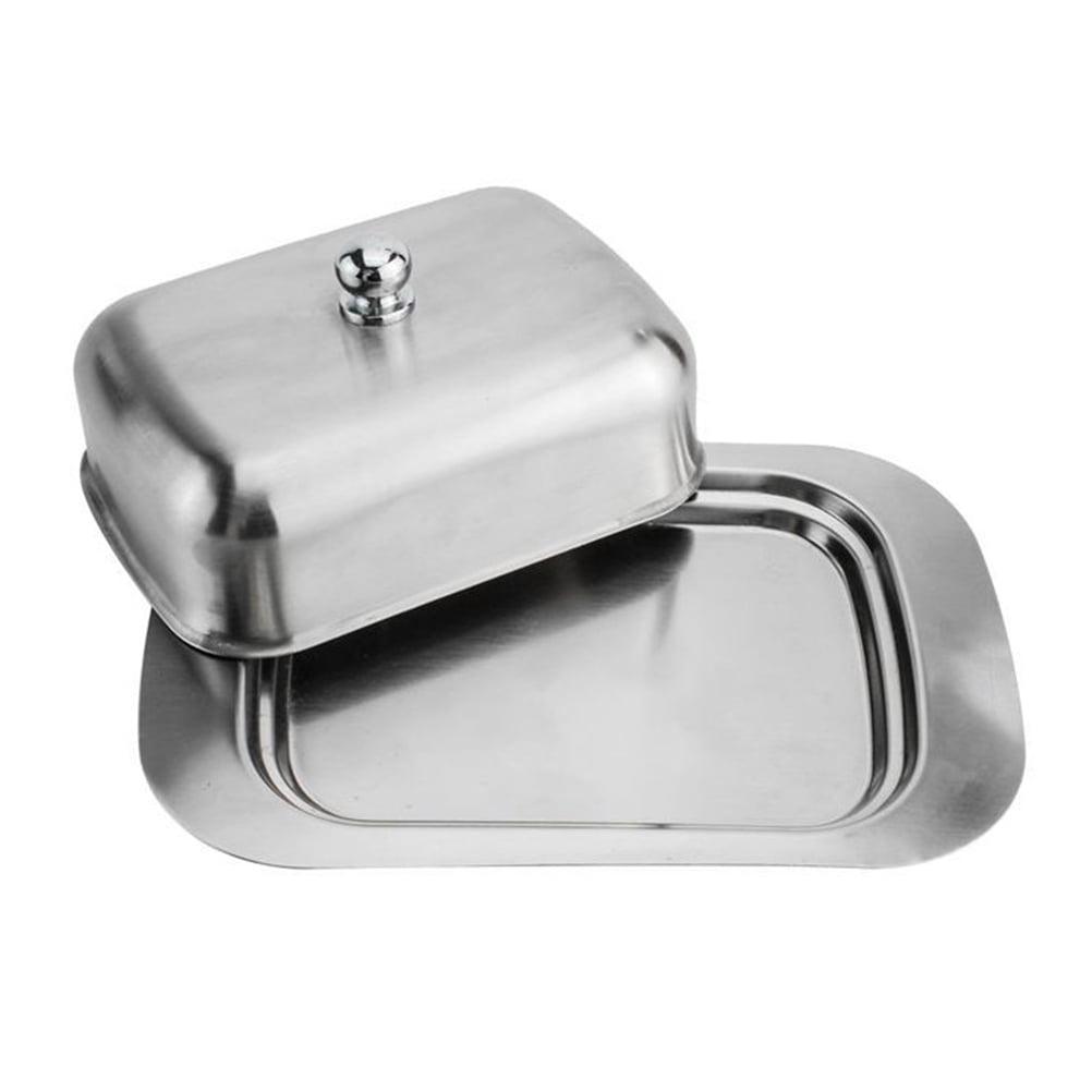 Raindrops Rectangular Butter Dish with Lid - Stainless Steel Tray ...