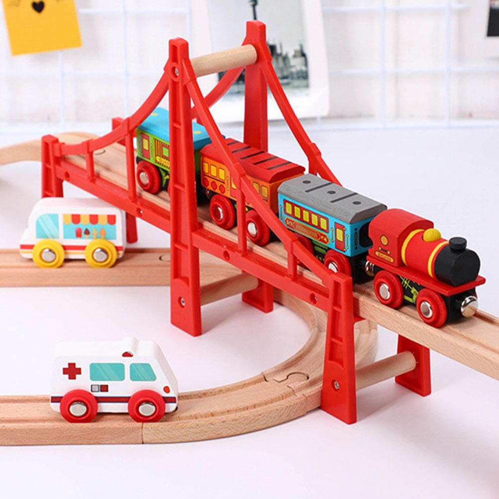 Raindrops Red Connectable Toy Train Bridges for Kids Playing with ...