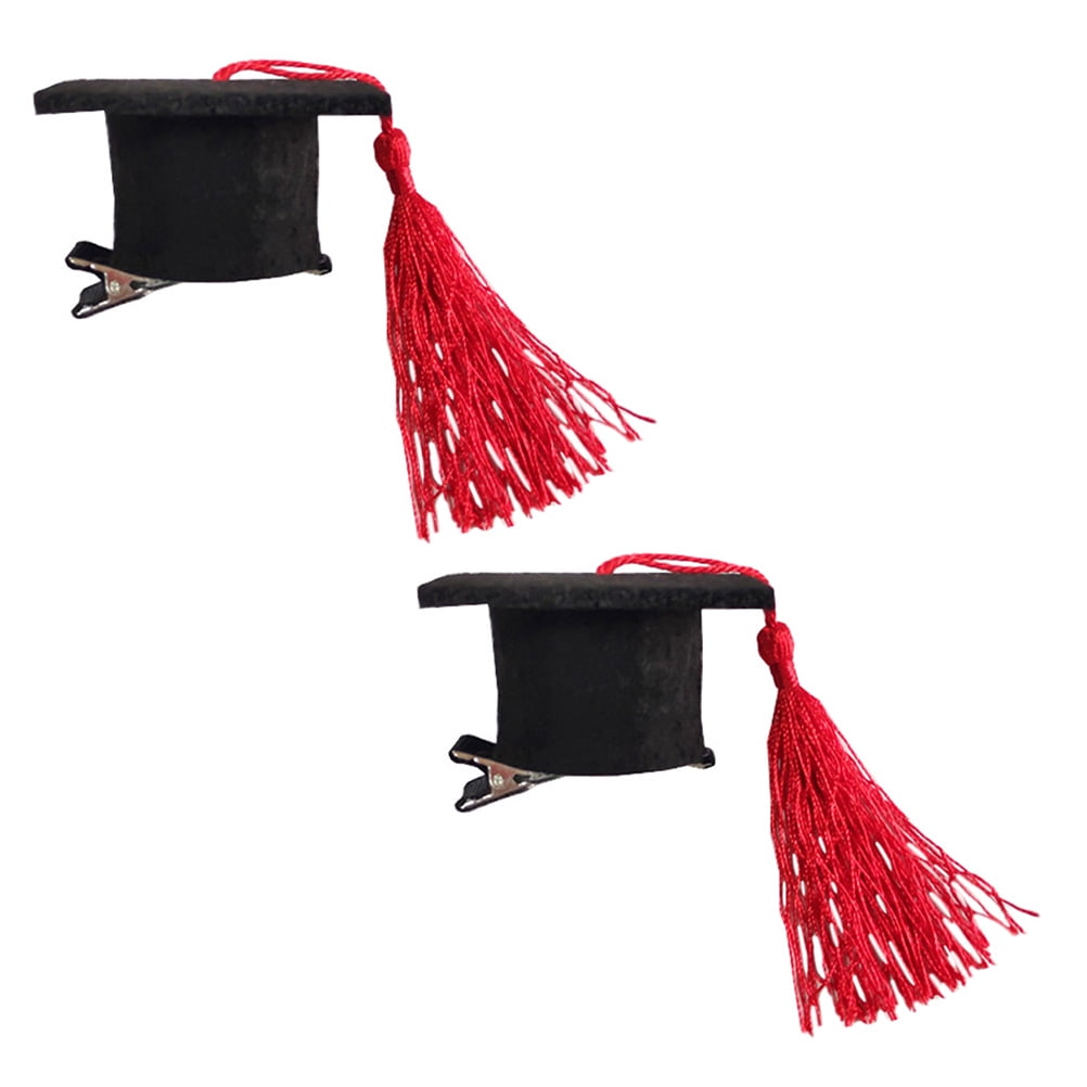 Raindrops Red Felt Cloth Metal Mini Graduation Cap Hair Clips 2Pcs for ...