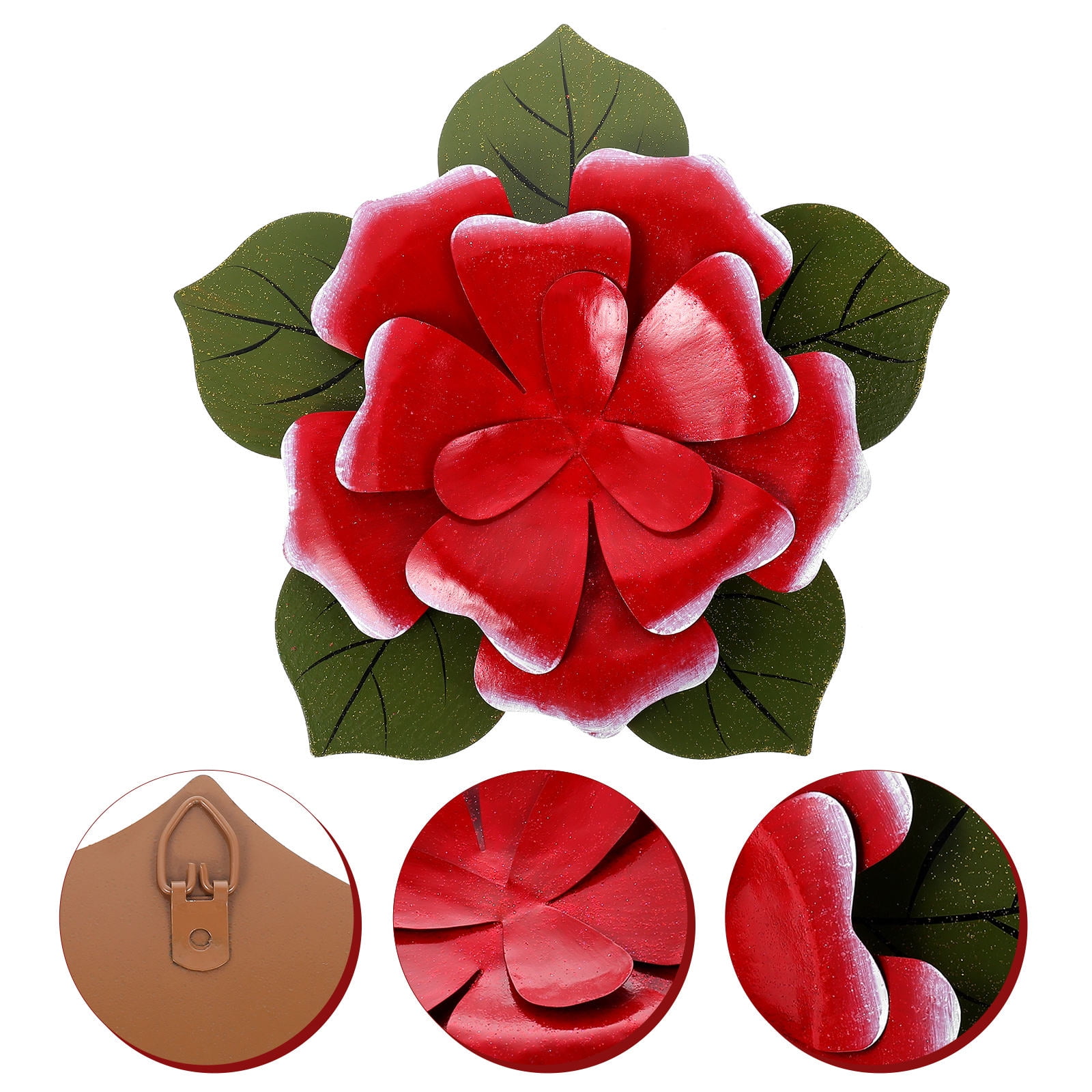 Raindrops Red Iron Flower Wall Decor with Realistic 3D Rose Design for ...