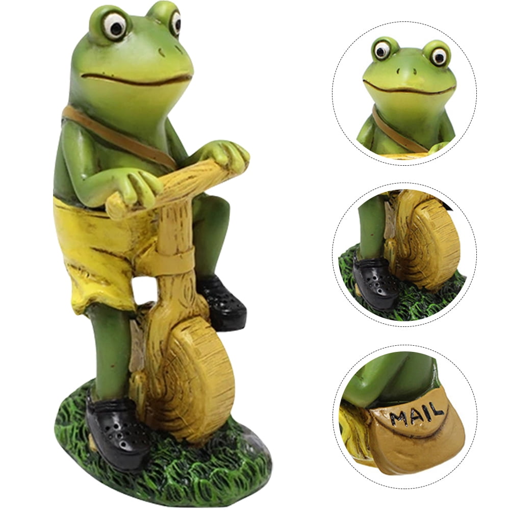 Raindrops Resin Frog Figurine Small Garden Statues Outdoor Light Green ...