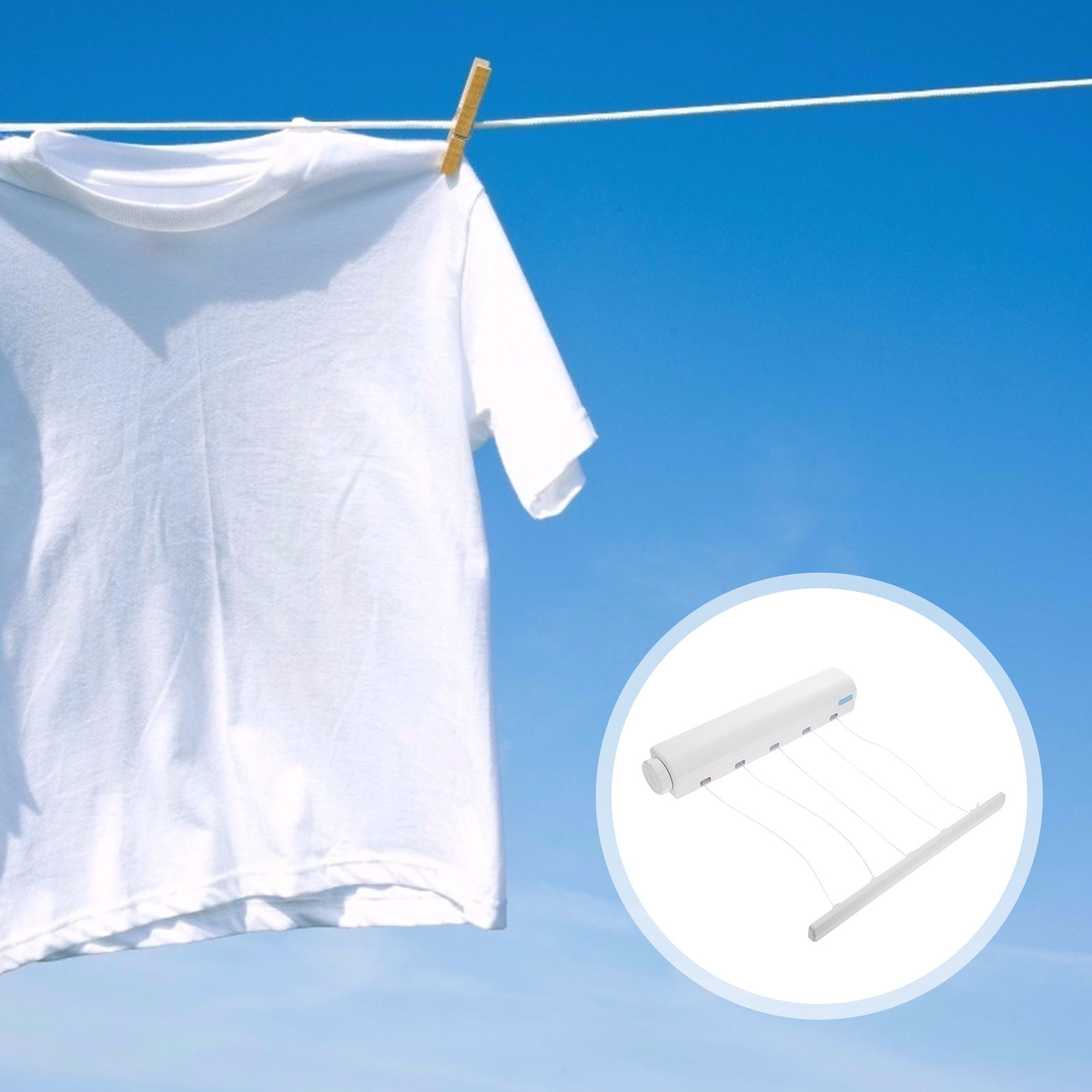 Raindrops Retractable Clothesline 5-Line Clothes Drying Rack Portable ...