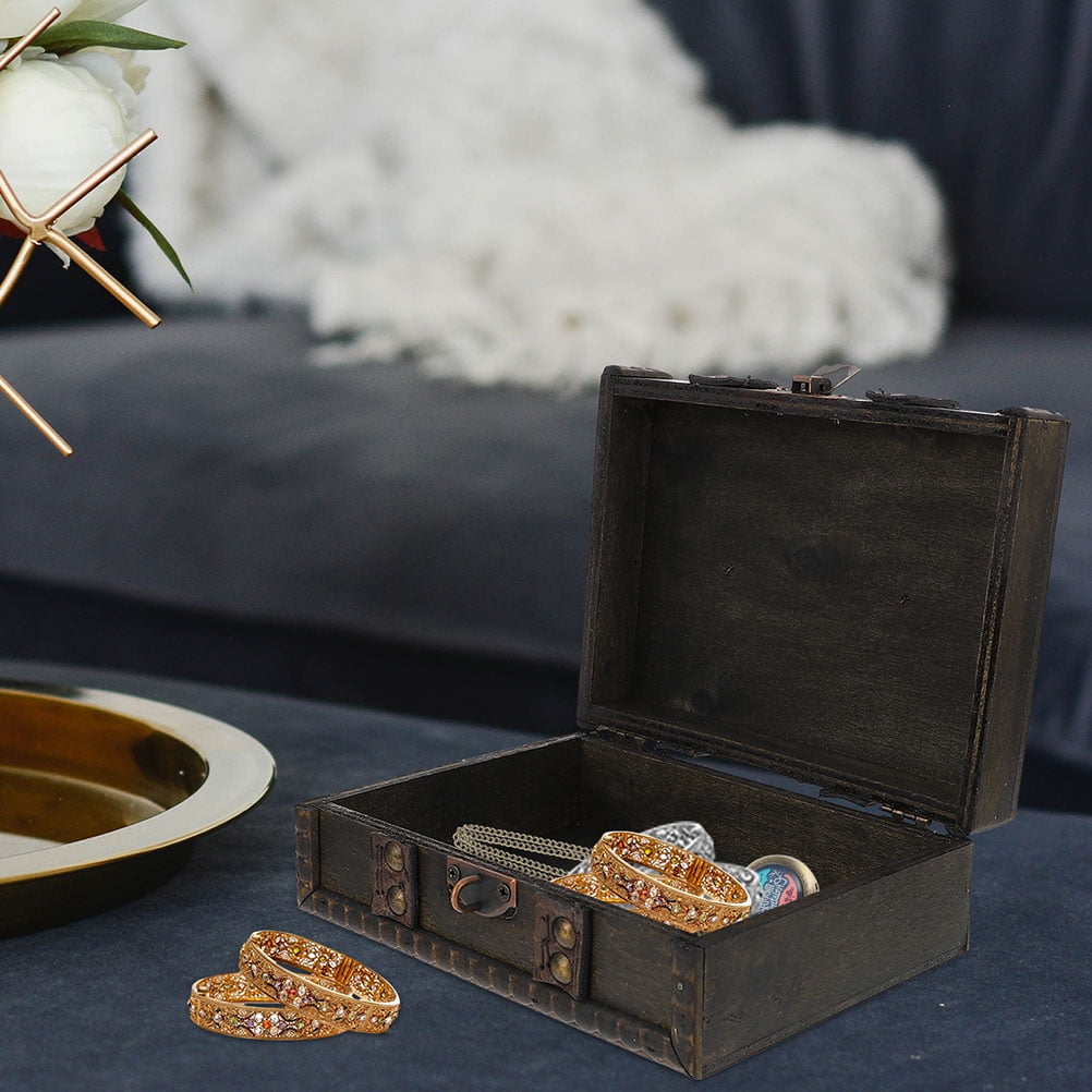 Raindrops Retro Wooden Jewelry Storage Box with Lock Treasures ...