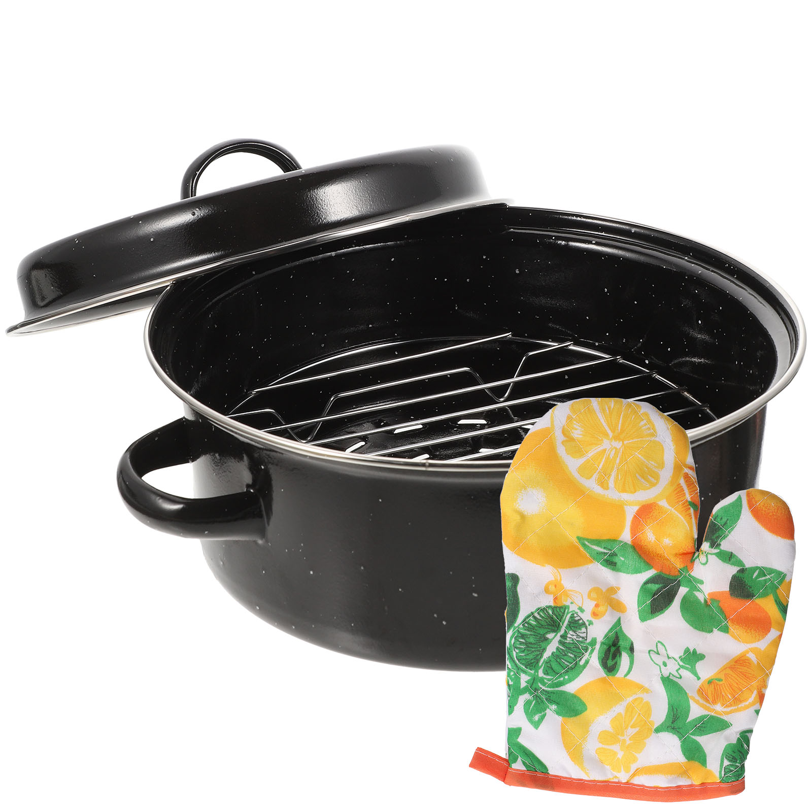 Raindrops Roasting Pan Set 1 Set Turkey Rack Roasting Pan Enamel ...