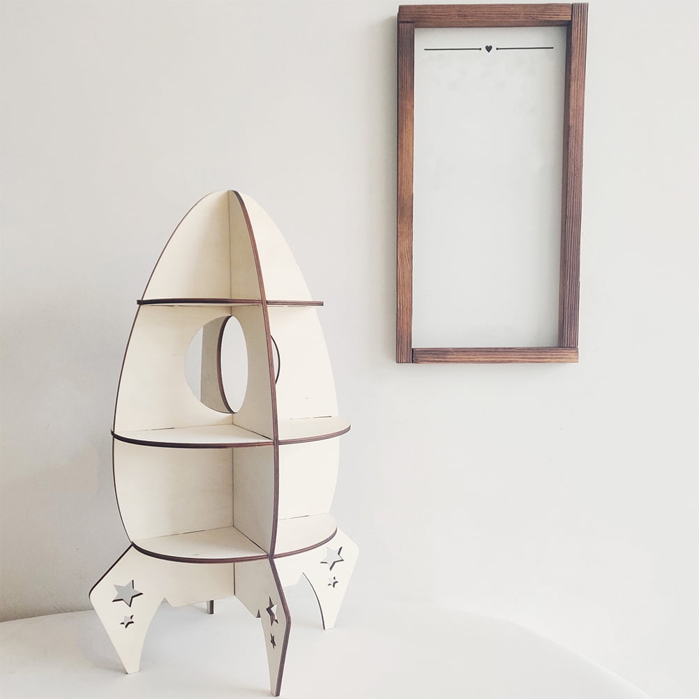 Raindrops Rocket Shelf Rocket Shape Display Stand Versatile Display Rack Office 50x25cm ...
