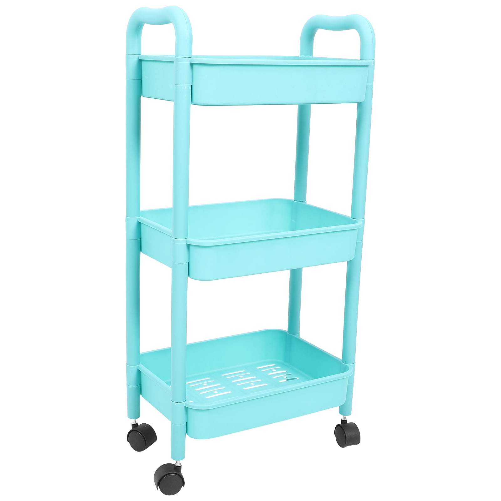 Raindrops Skyblue Plastic Rolling Utility Cart for Storage Multilayer ...