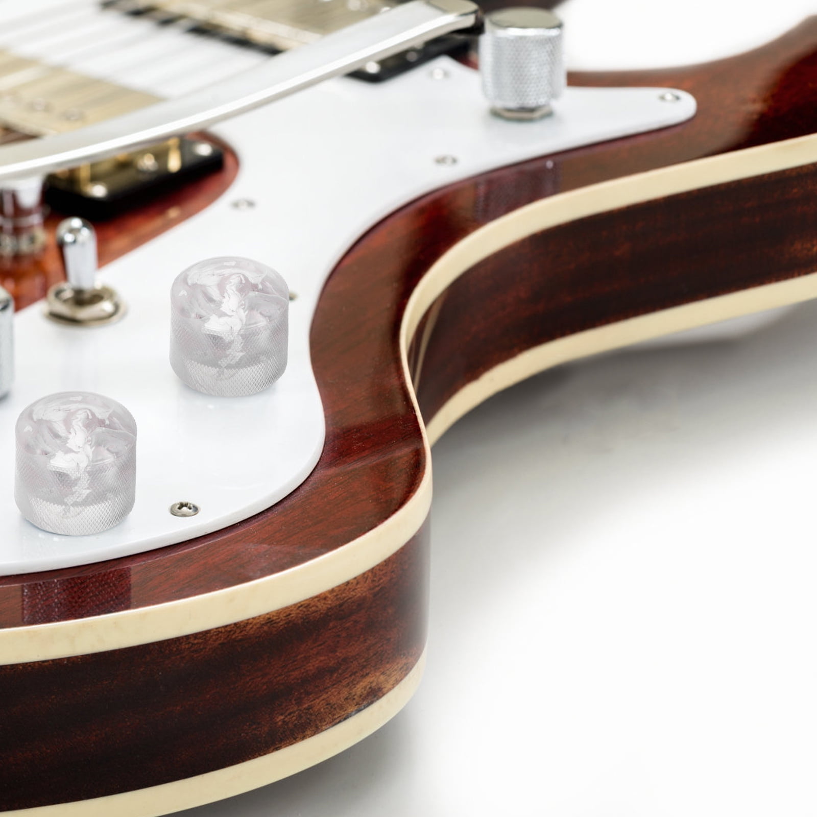 Raindrops Rotary Knobs 1 Set Plastic White 1.8x1.8cm for Electric Guitar and Bass with Dome ...