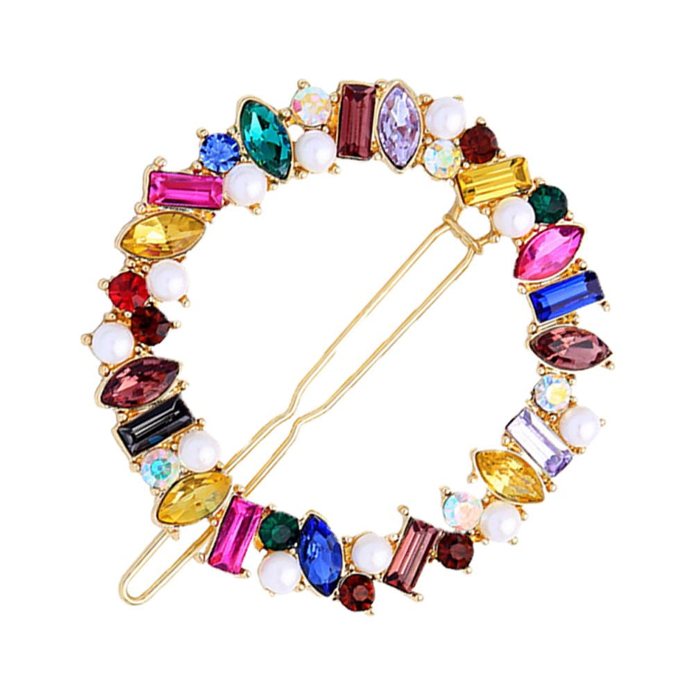Raindrops Round Hair Clips Barrettes Pearl Rhinestone Geometry Colorful ...