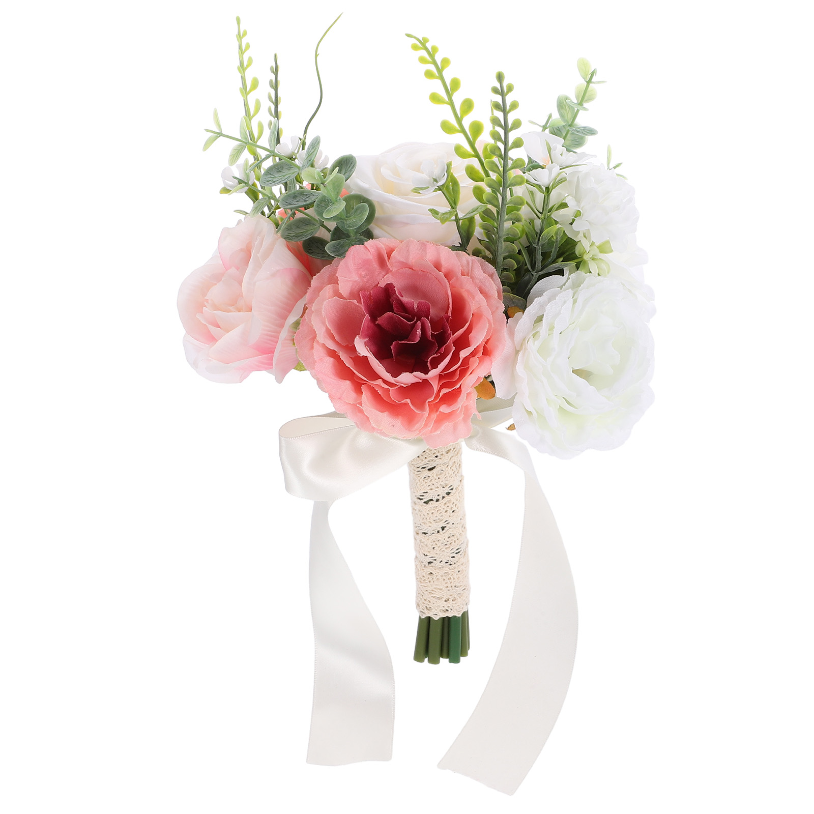 Raindrops Rustic Wedding Bouquet with Silk Flowers for Bride in Pink ...