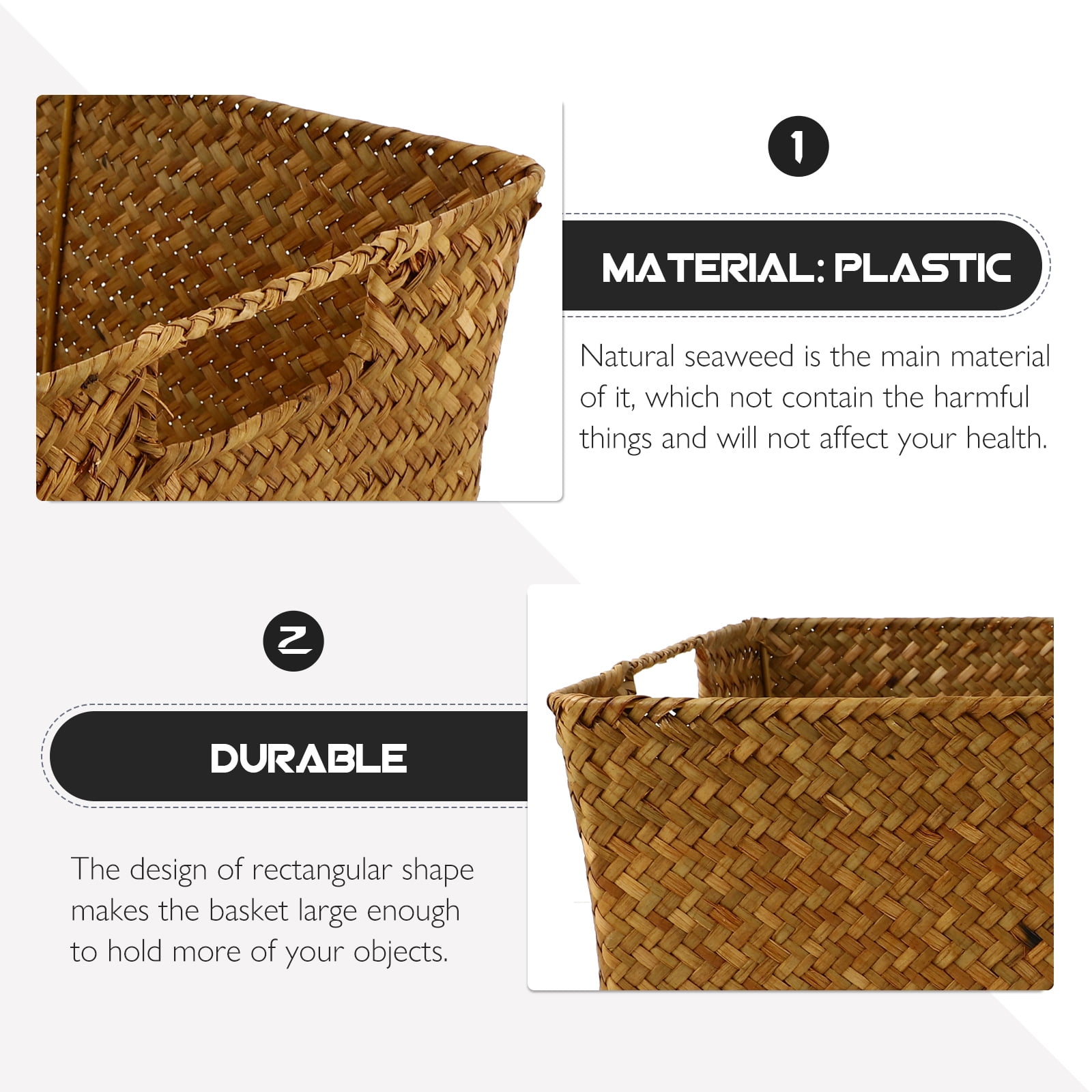 Raindrops Seagrass Woven Shelf Baskets Storage Organizer Box for Home ...