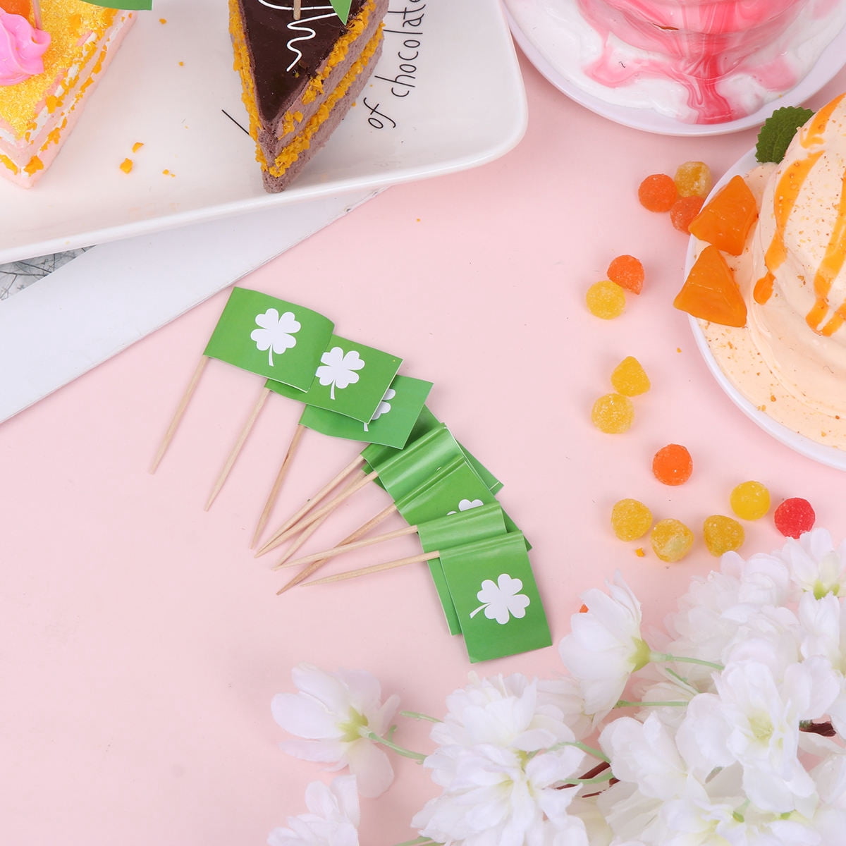 Raindrops Shamrock Cake Toppers for Green Paper Picks to Embellish ...