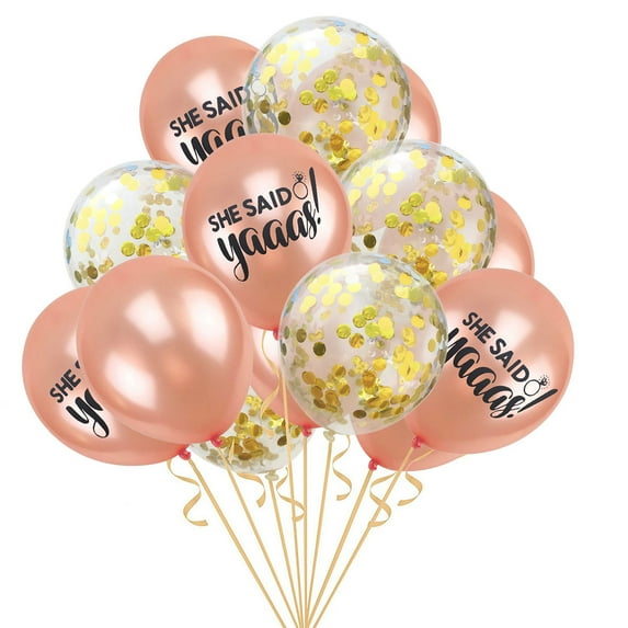 Raindrops She Said Rose Gold Balloon Set for Party Decoration 15pcs ...