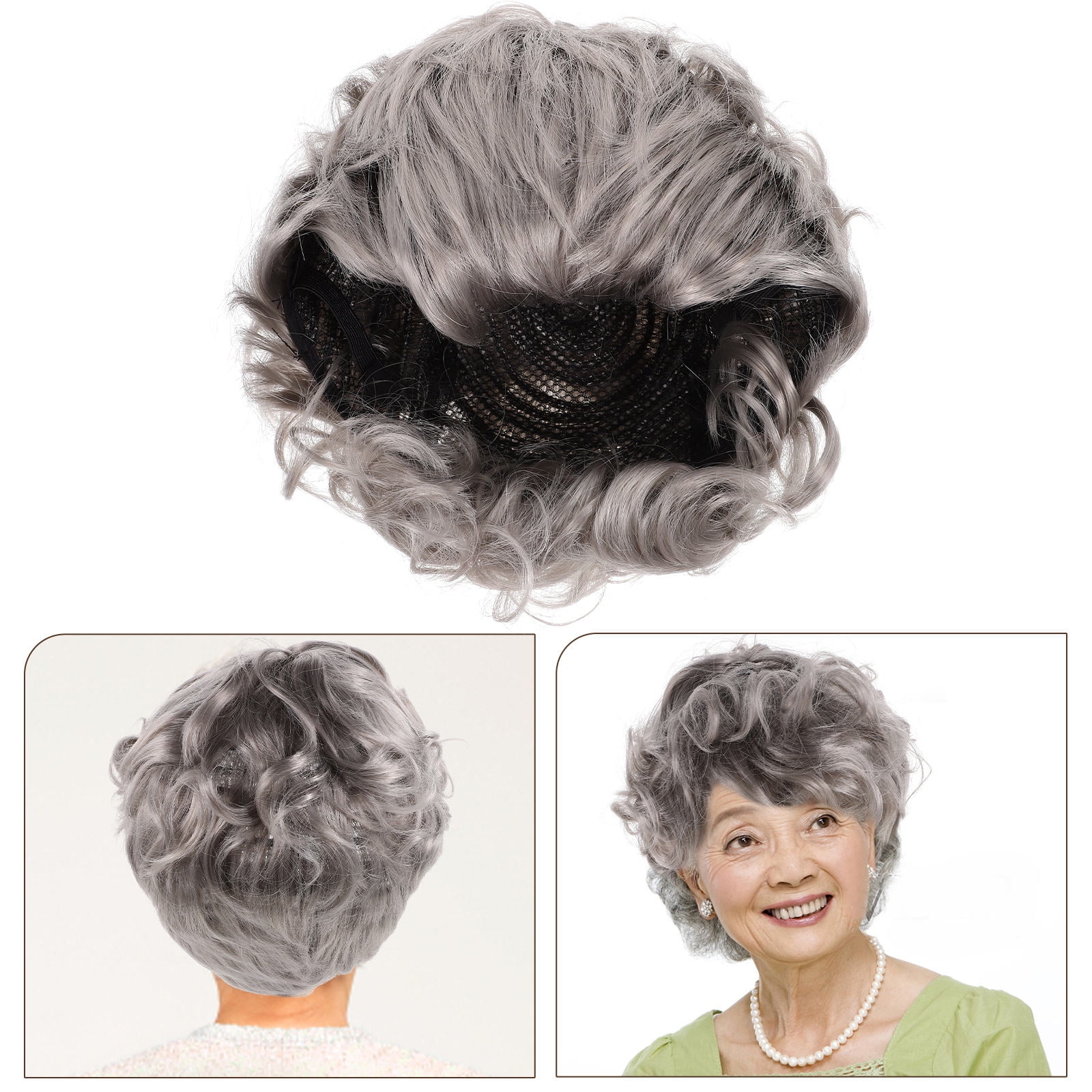 Raindrops Short Wigs for Older Women Hairstyles Ladies Props Elderly ...