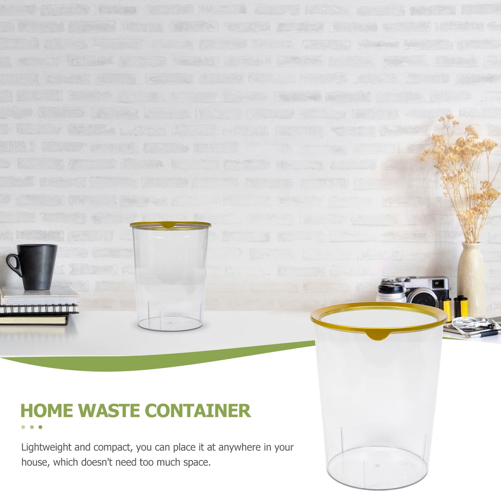 Raindrops Simple Style Golden Circular Clear Rubbish Bin Large Capacity ...