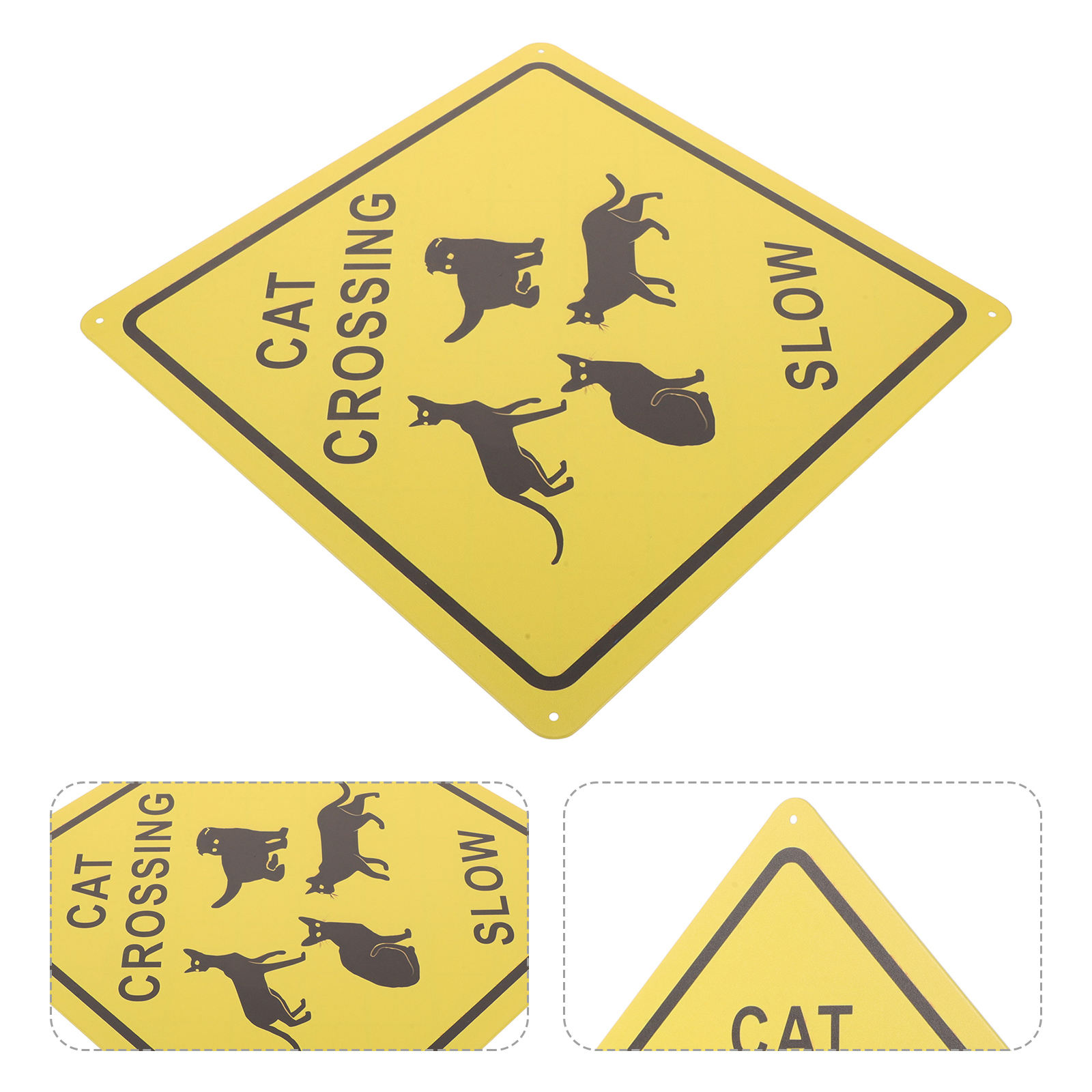 Raindrops Slow Sign Cat Crossing Sign Warning Sign Wall-mount Cat ...
