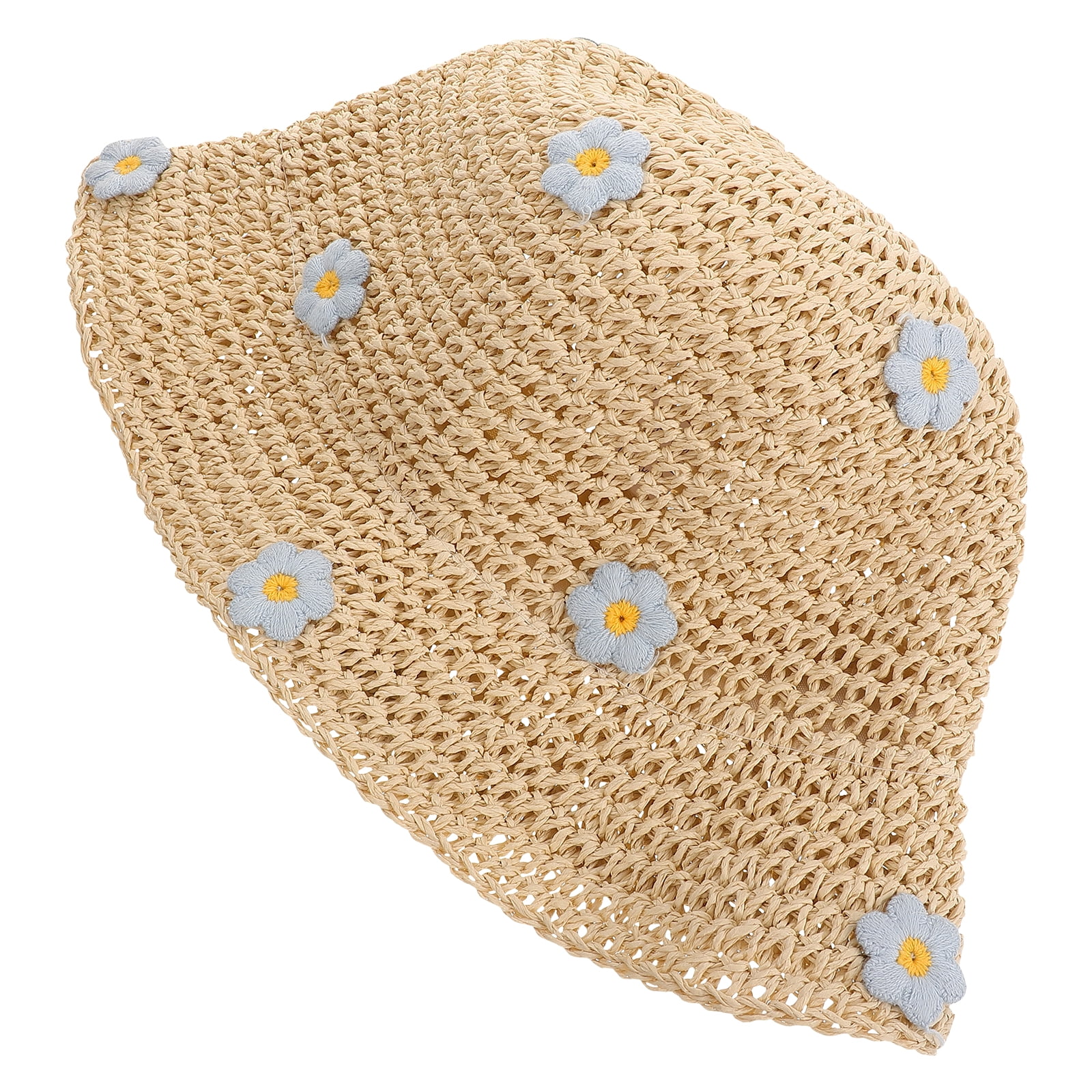Women’s Raindrops Floral Straw Visor Hat - Small Brim Sun Hat for Beach ...