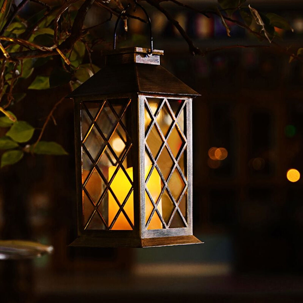 Raindrops Solar Candle Wind Lamp Outdoor Lantern Energy Saving Hanging ...