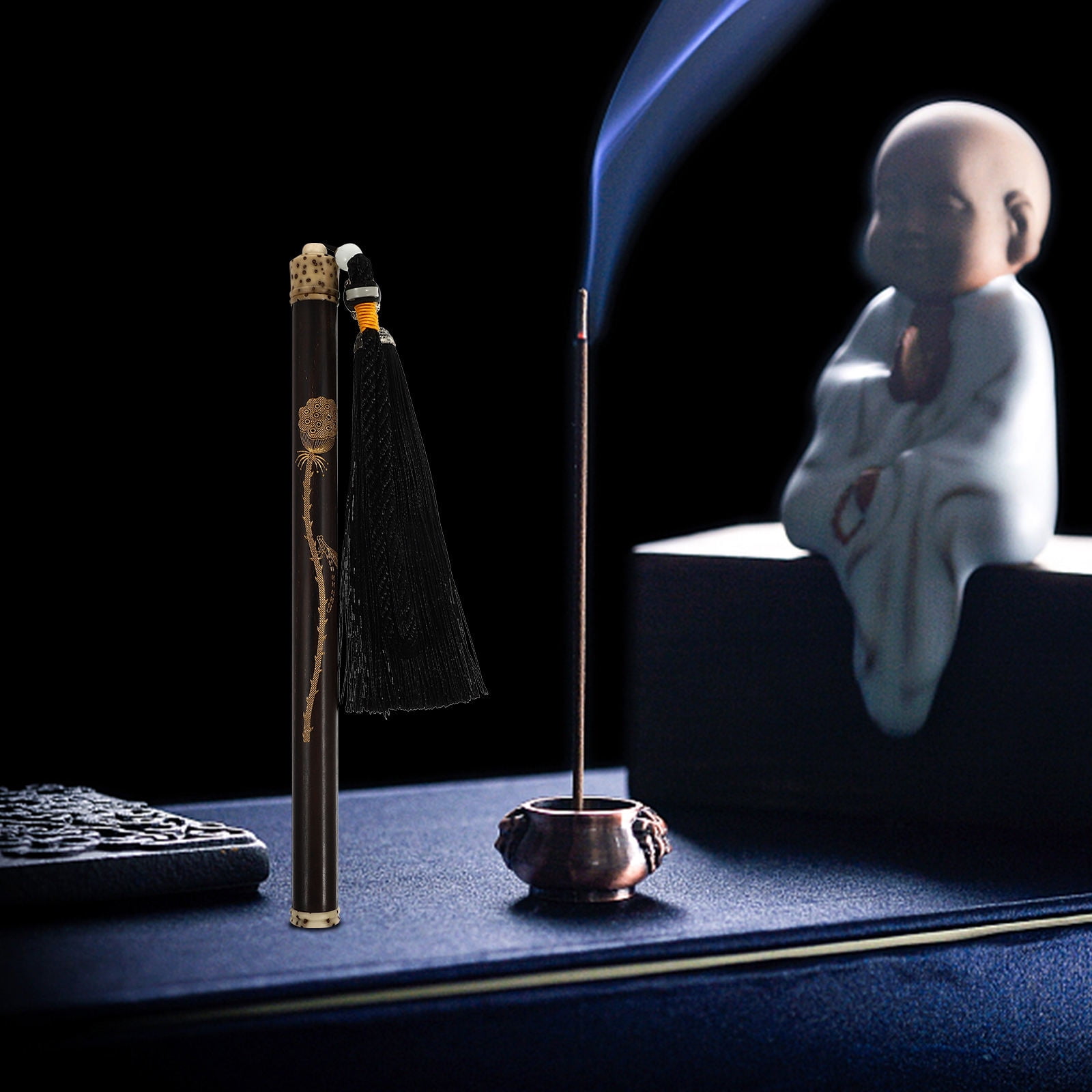 Raindrops Solid Wood Carving of Incense Tube Round Fireproof Holder ...