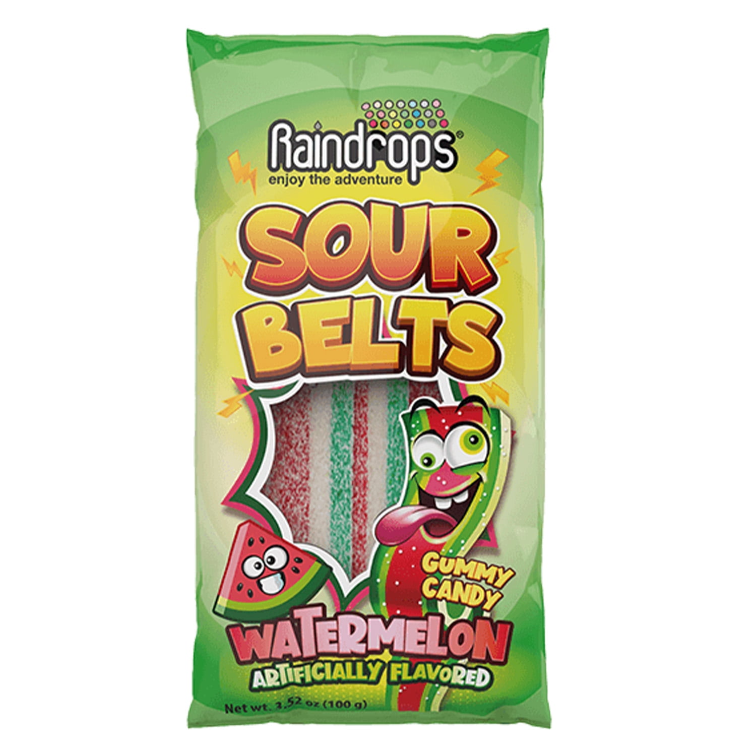 Raindrops Sour Belts Watermelon 3.52oz Bag - Walmart.com