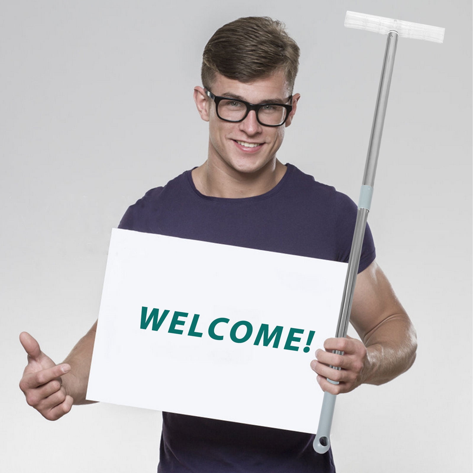 Raindrops Stainless Sign Pole Handheld Welcome Sign Holder Safety Sign ...