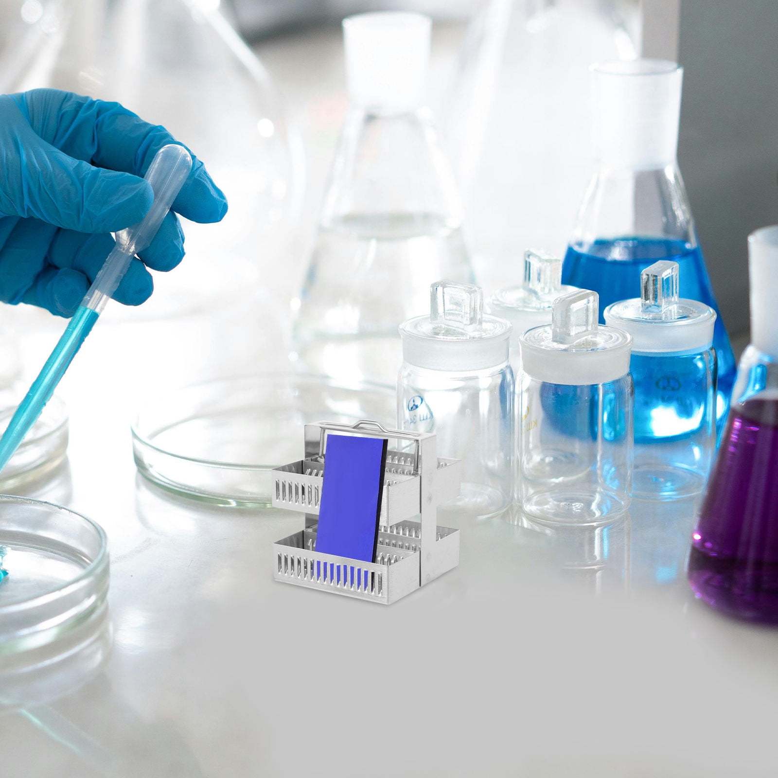 Raindrops Stainless Steel Laboratory Microscope Slide Holder Multi ...