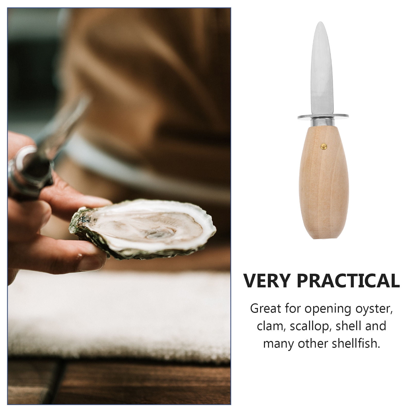 Raindrops Stainless Steel Oyster Shucker with Ergonomic Khaki Handle ...