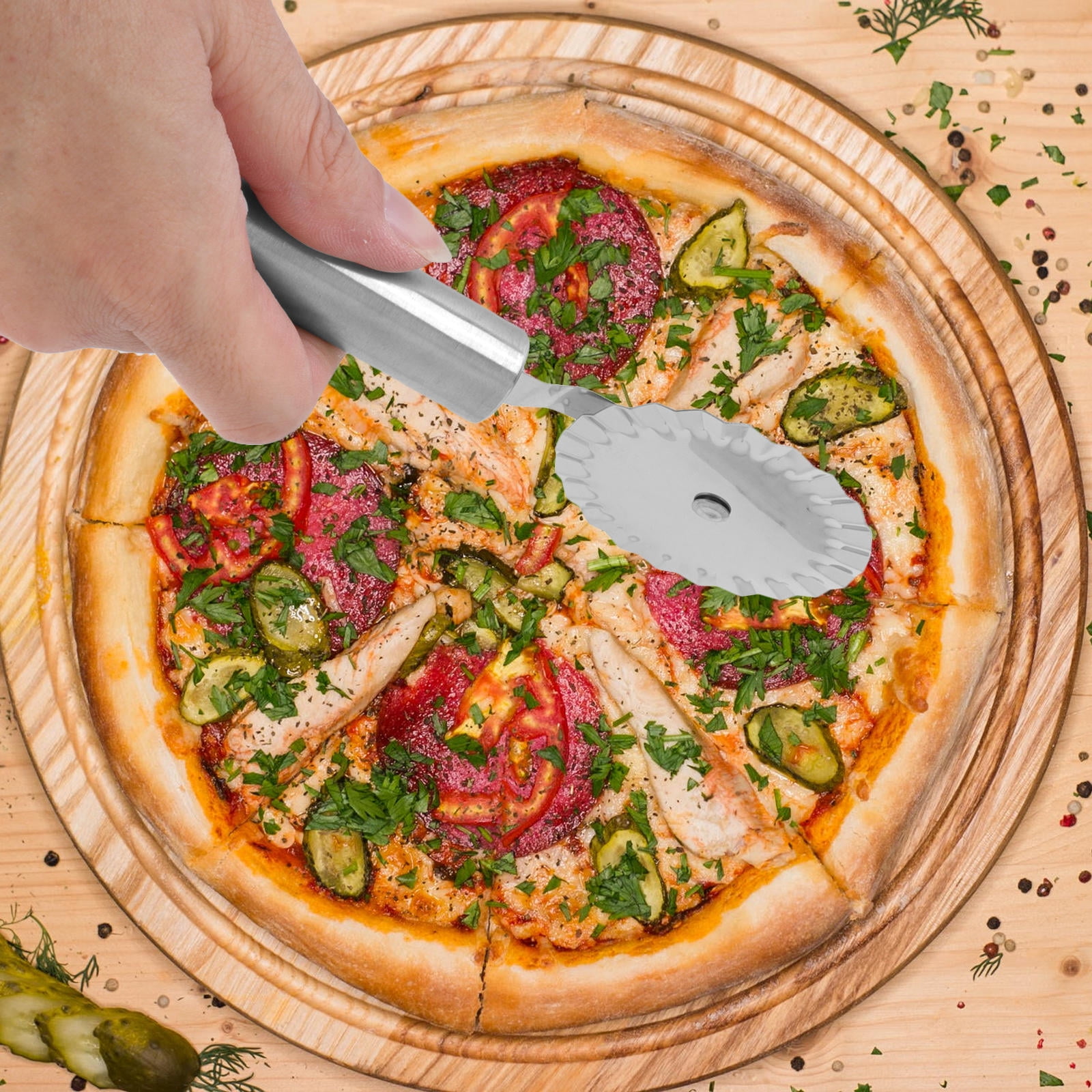 Raindrops Stainless Steel Pizza Cutter 1Pcs With Round Wheels For Home ...