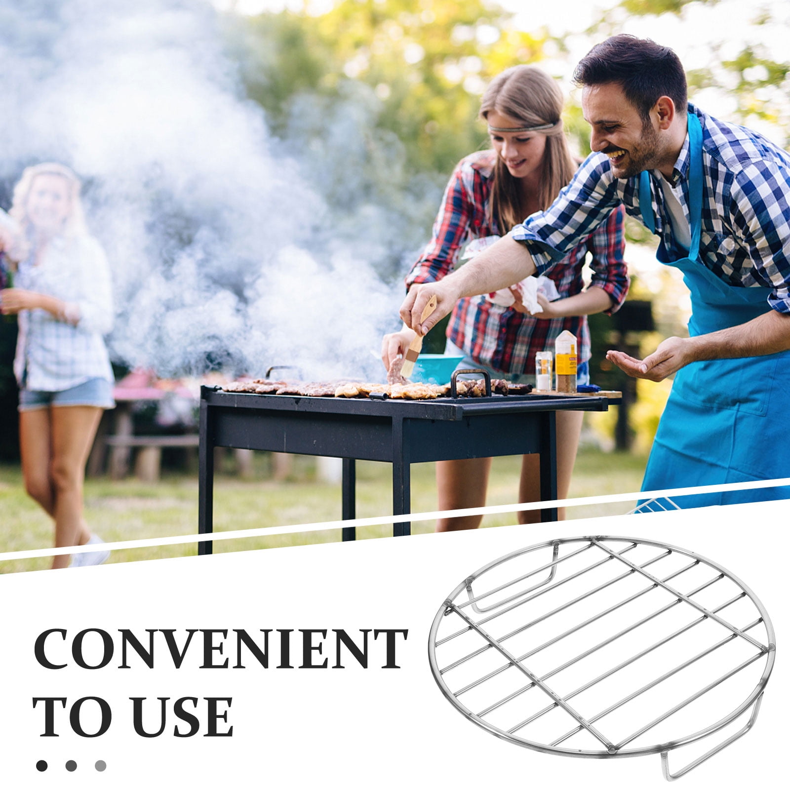 Raindrops Stainless Steel Round Grill Grate With Handle Grilled Chicken ...