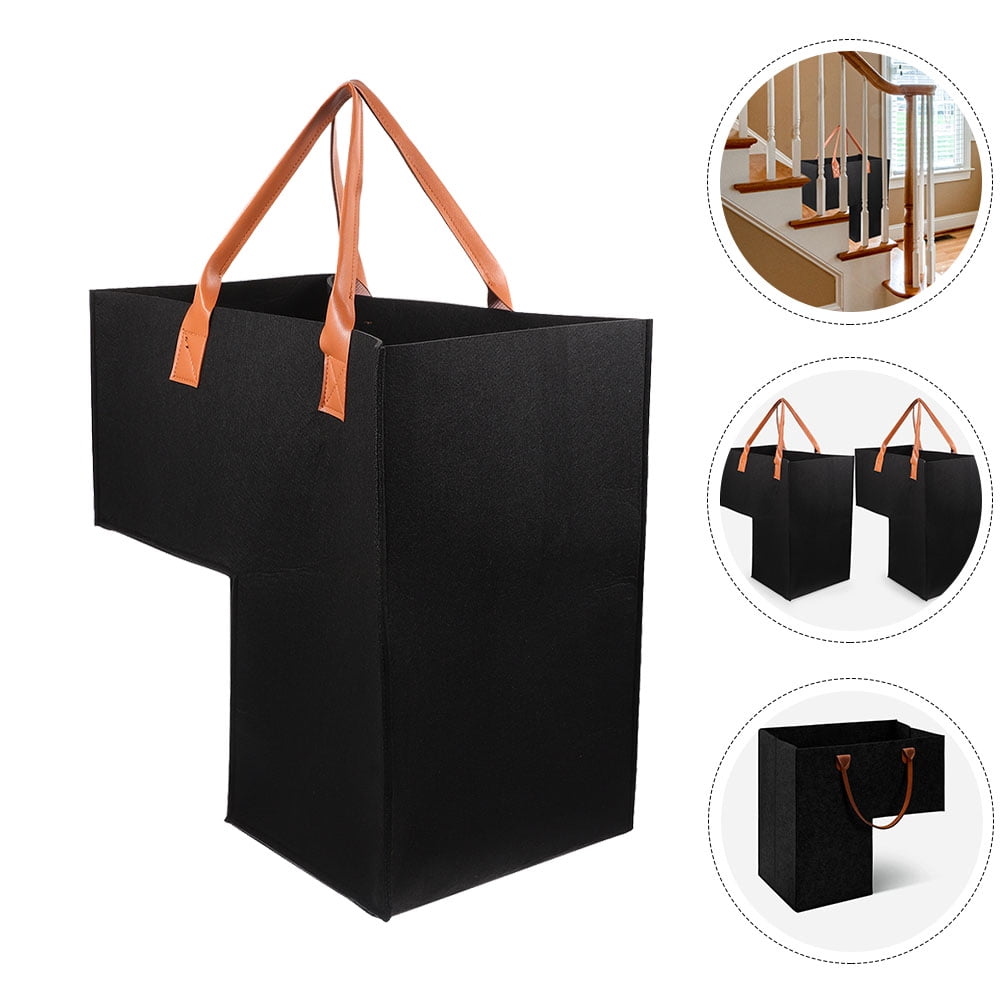 Raindrops Ergonomic Handle Stair Organizer Basket Black Felt for Easy ...