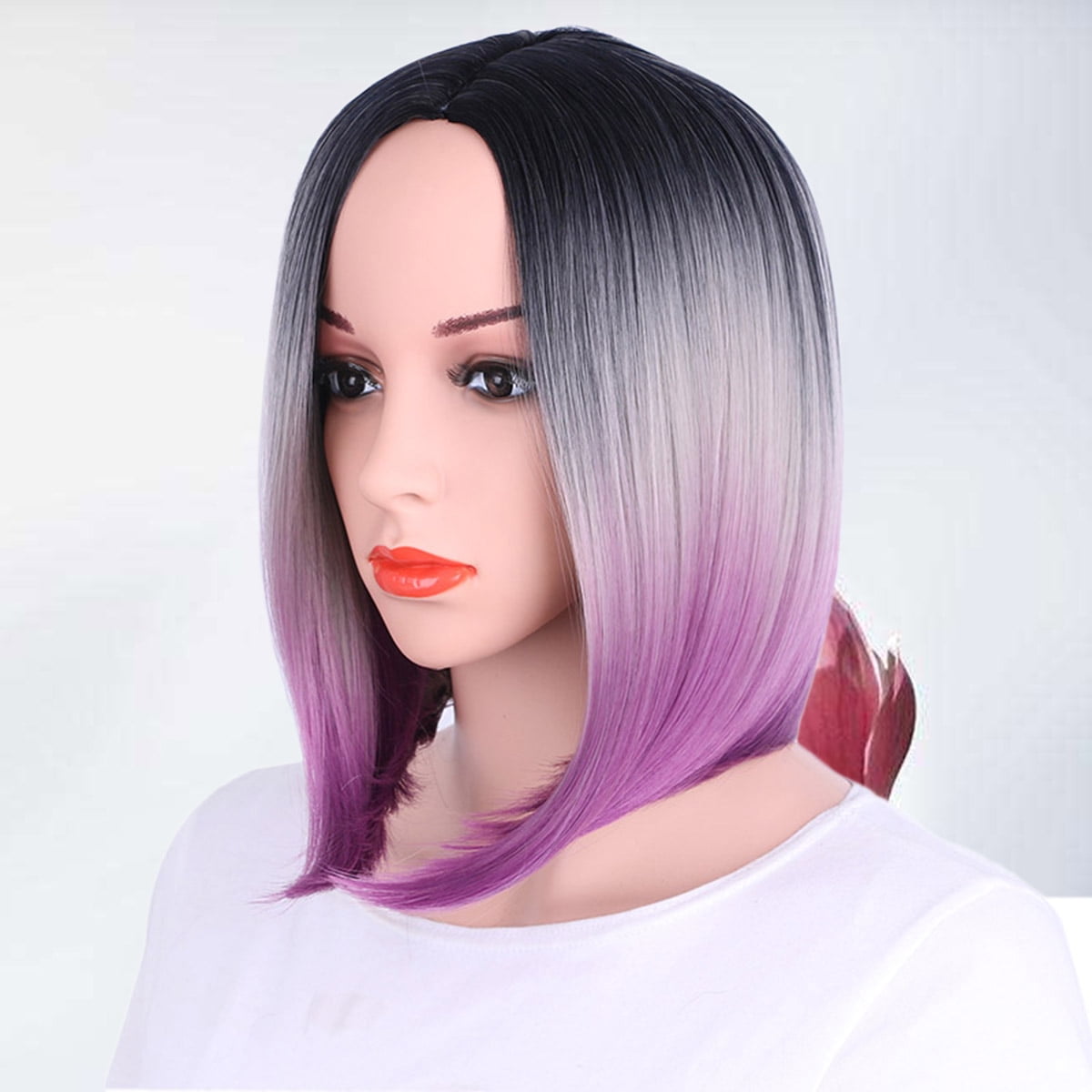 Raindrops Straight Bob Wig Split Dye Gradient Stylish Design Fancy ...