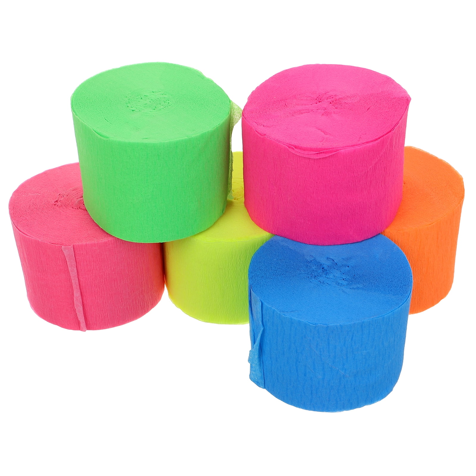Neon Party Crepe Paper Streamers 6pcs Assorted Color Vibrant ...