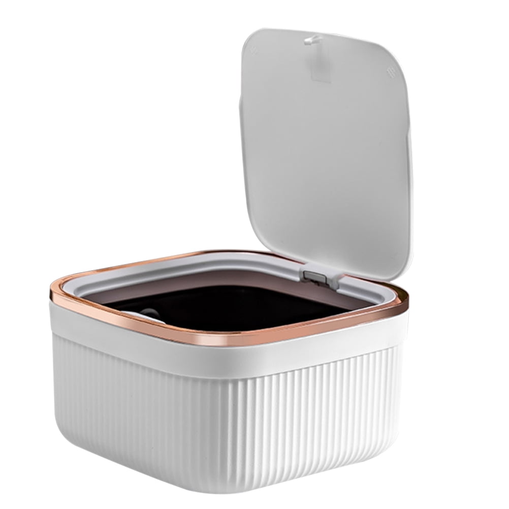 Raindrops Table Trash Can Tabletop Waste Bin Elegant with Lid Mini ...