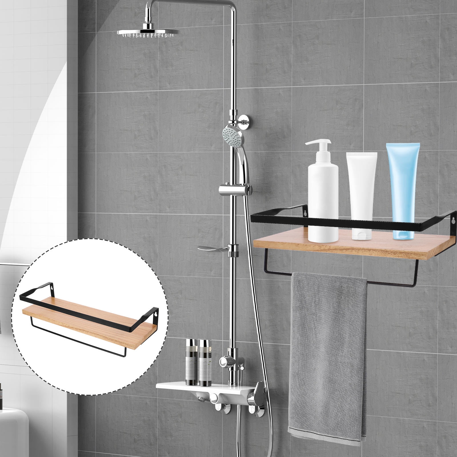 Raindrops Towel Rack Freestanding Wall-mounted Storage Floating Shelves ...