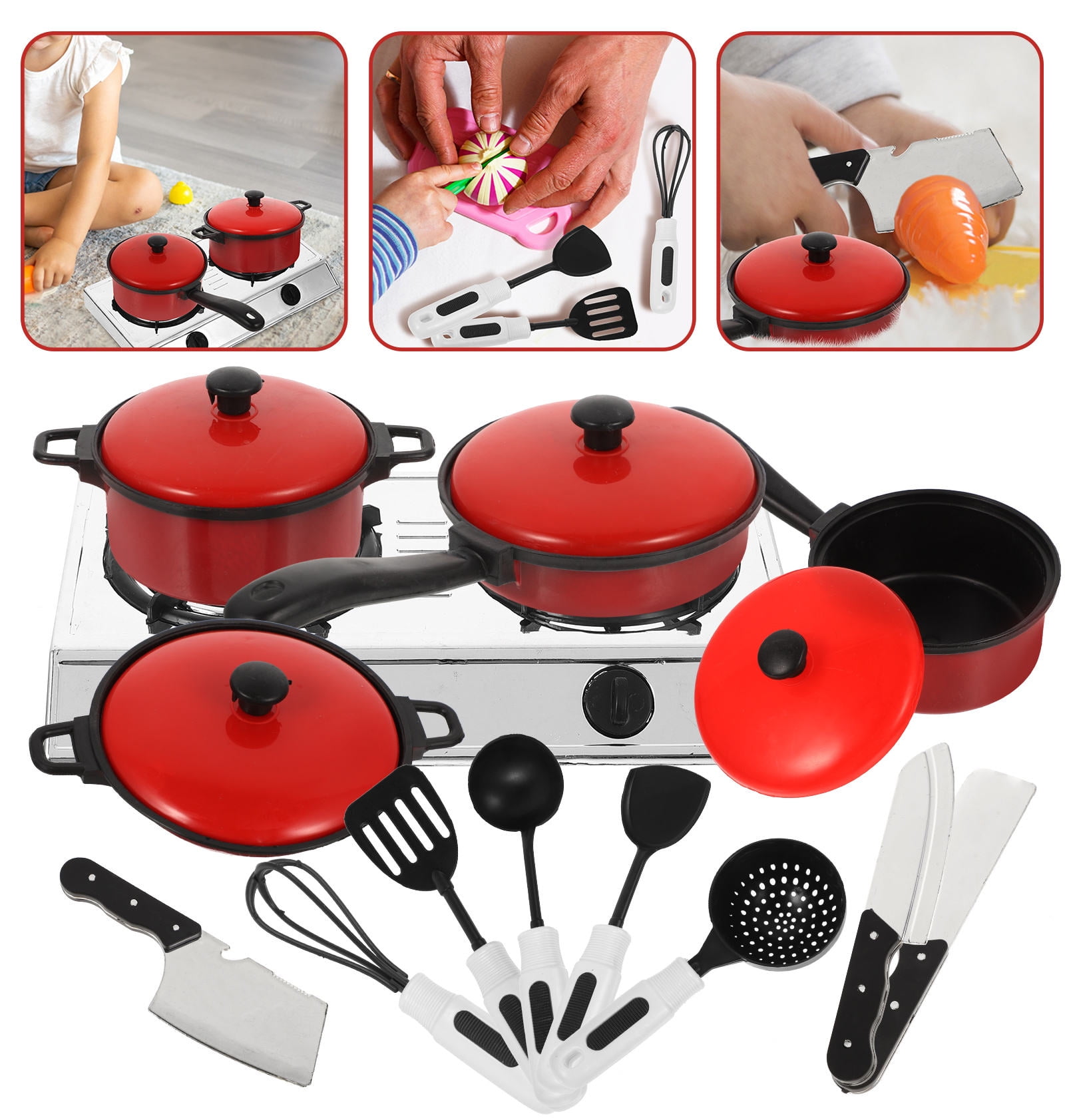 Raindrops Kitchen Toys for Children Toy Kitchen Utensils Red 1 Set 6 ...