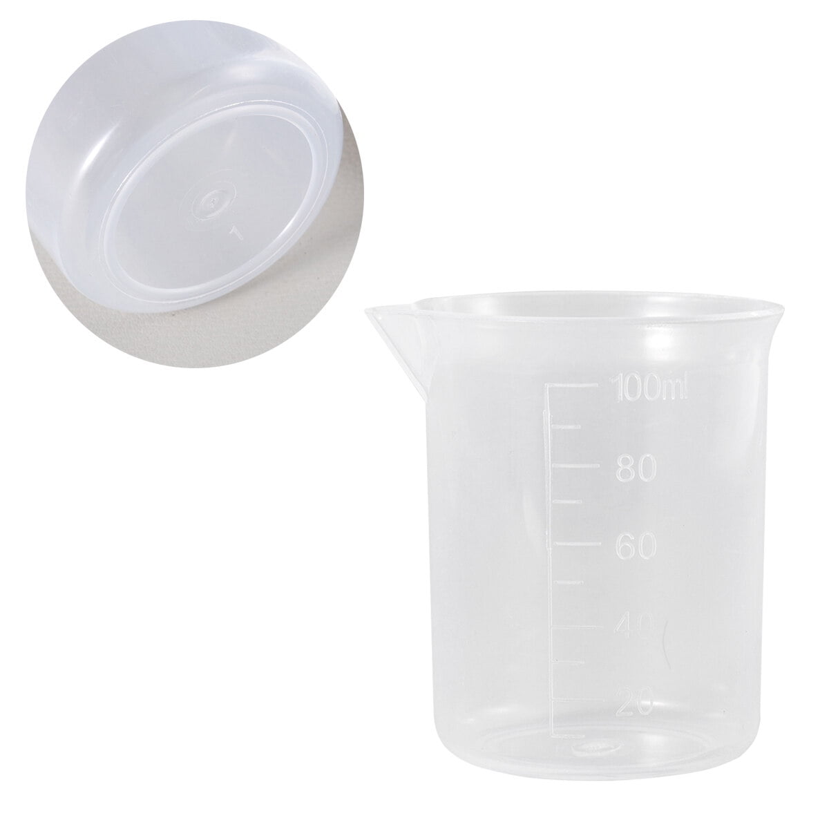 Raindrops Transparent Plastic Beaker for Lab Use with Fine Graduations and Wide Mouth 2 PCS ...