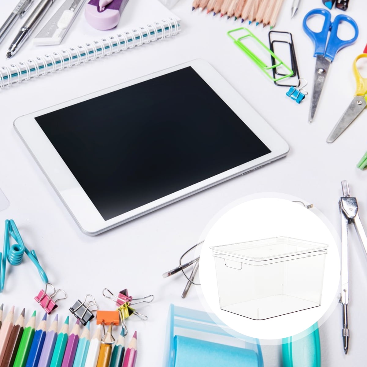 Raindrops Transparent Plastic Desktop Organizer with Lid for Storage ...