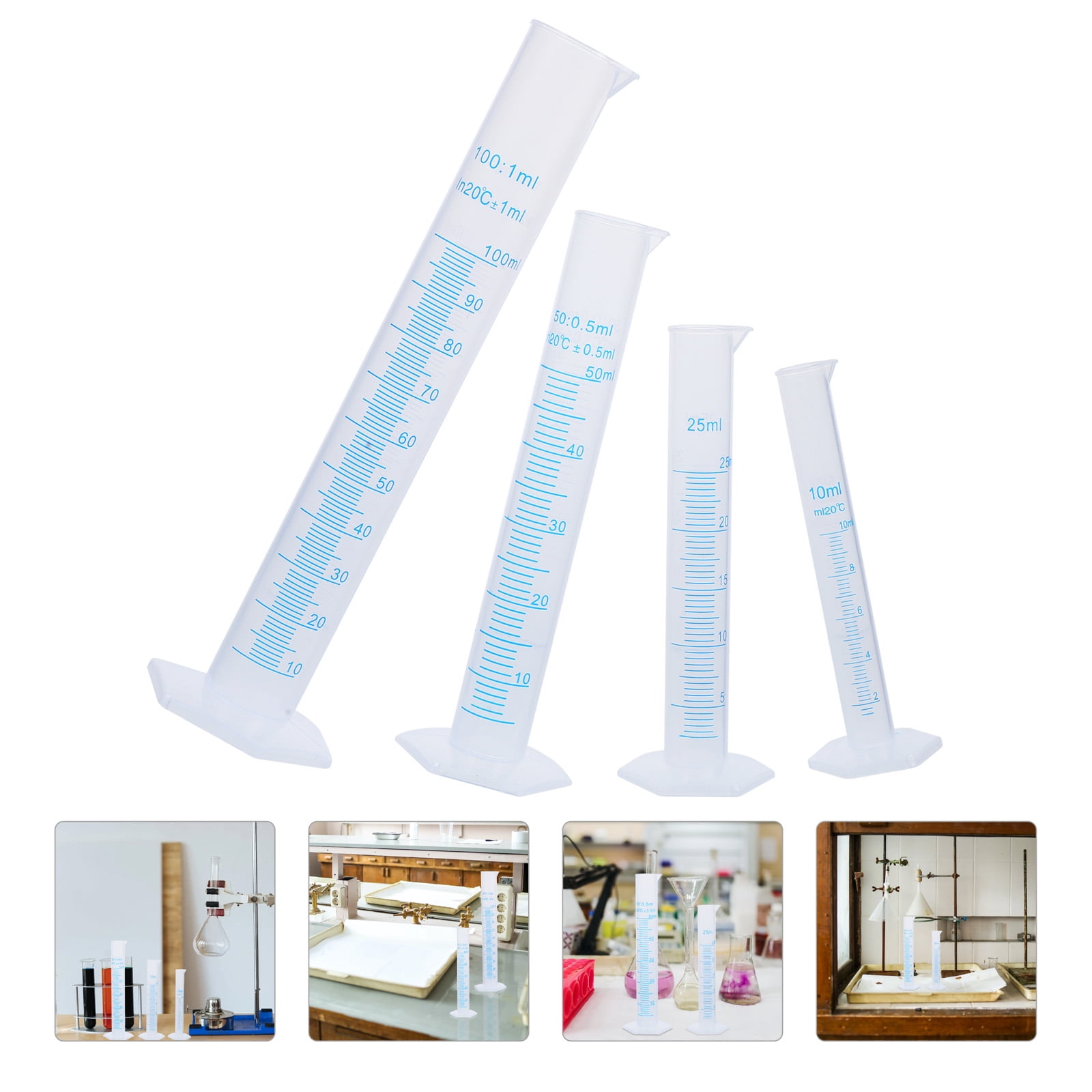 Raindrops Transparent Plastic Measuring Cylinder for Lab Use with Wide ...