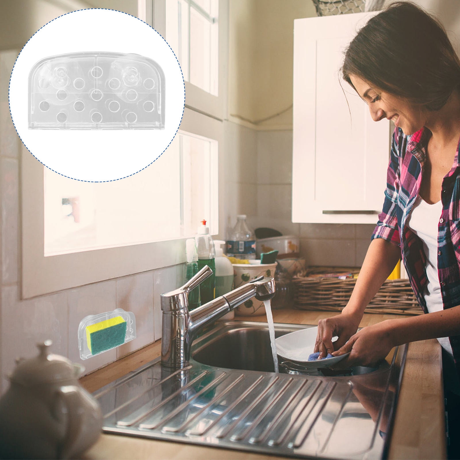 Raindrops Transparent Plastic Suction Sponge Rack for Kitchen Sink ...