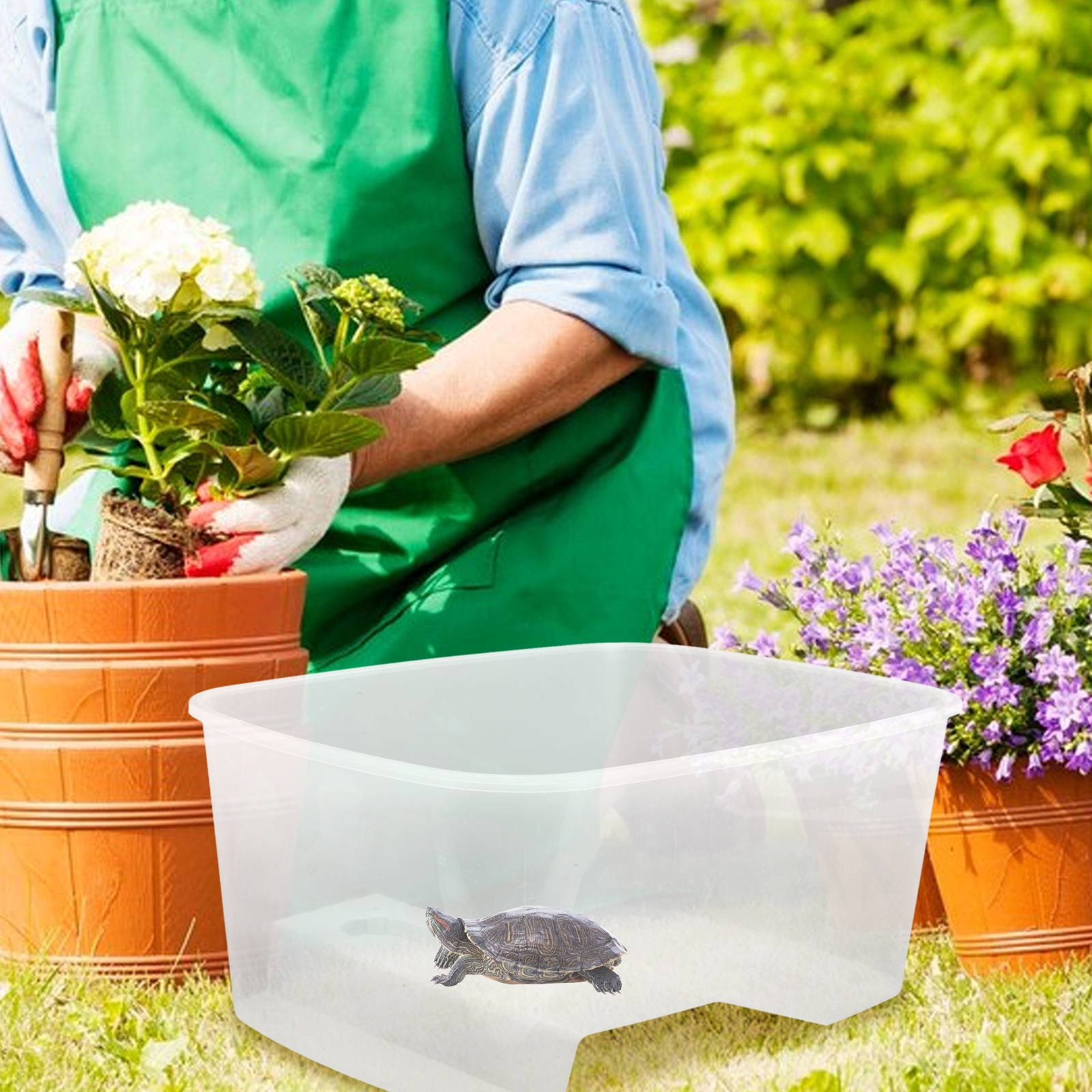Raindrops Turtle Habitat with Basking Area Platforms for Small Reptiles ...
