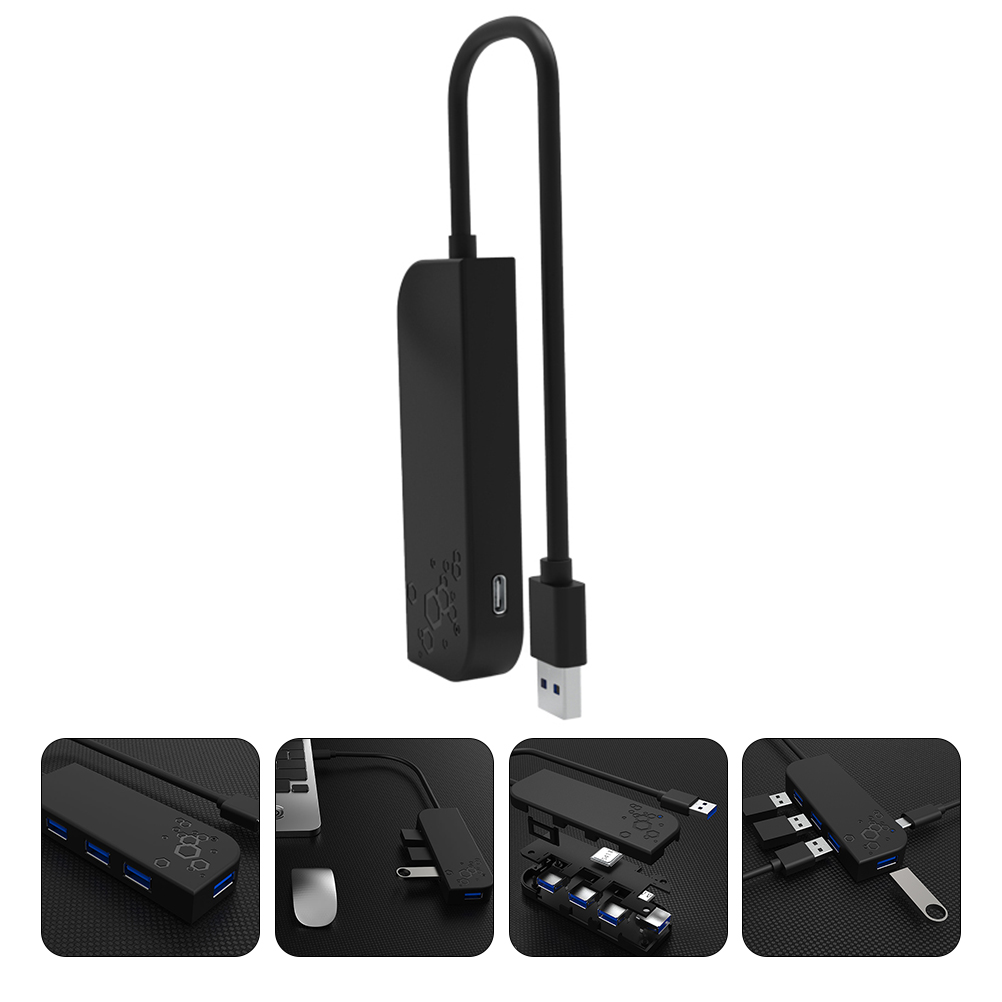 Raindrops USB Hub Converter for Computer Black ABS Material 4in1 Adapter Portable Splitter ...