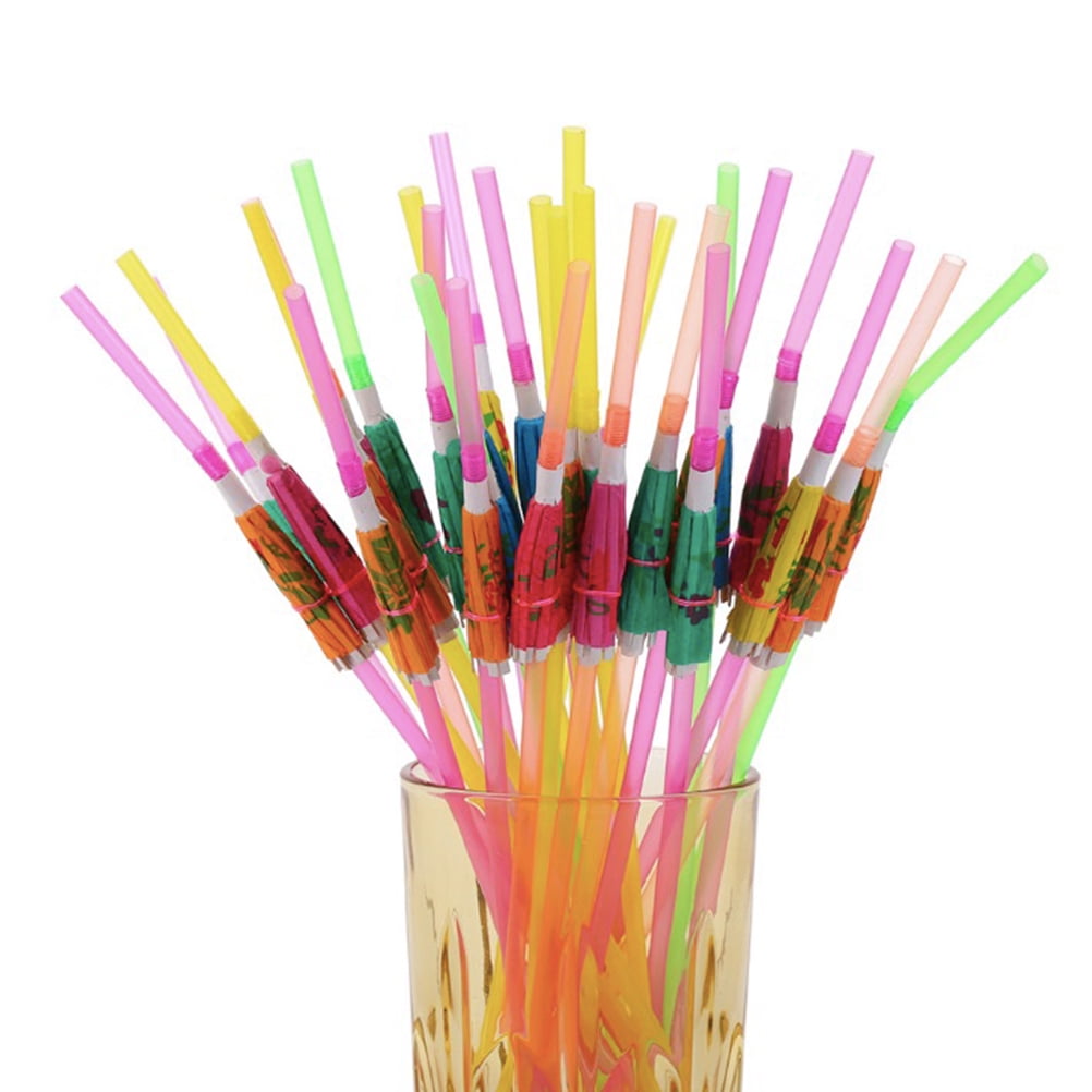 Raindrops Umbrella Straws with Bright Colors for and Drinking Use Made of PP and Paper 200pcs ...