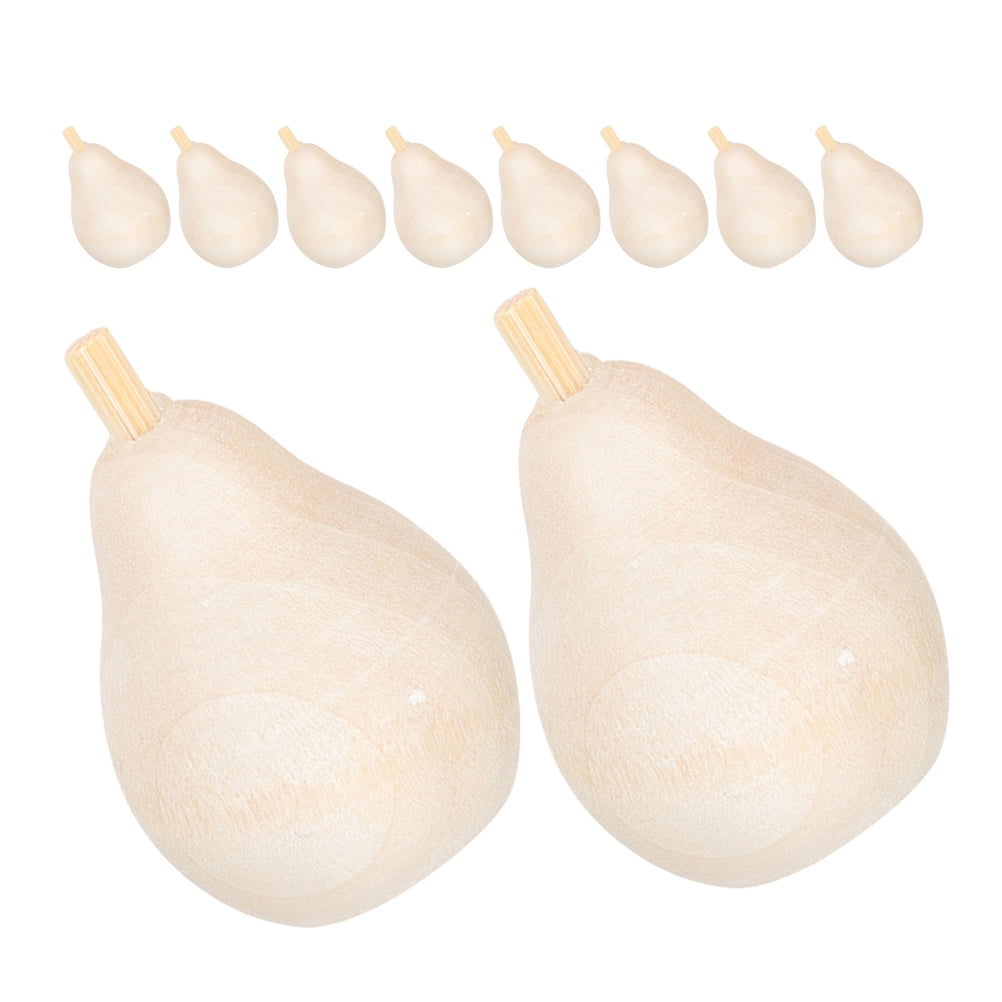 Raindrops Unpainted Wooden Pear for Craft Decoration with Smooth ...